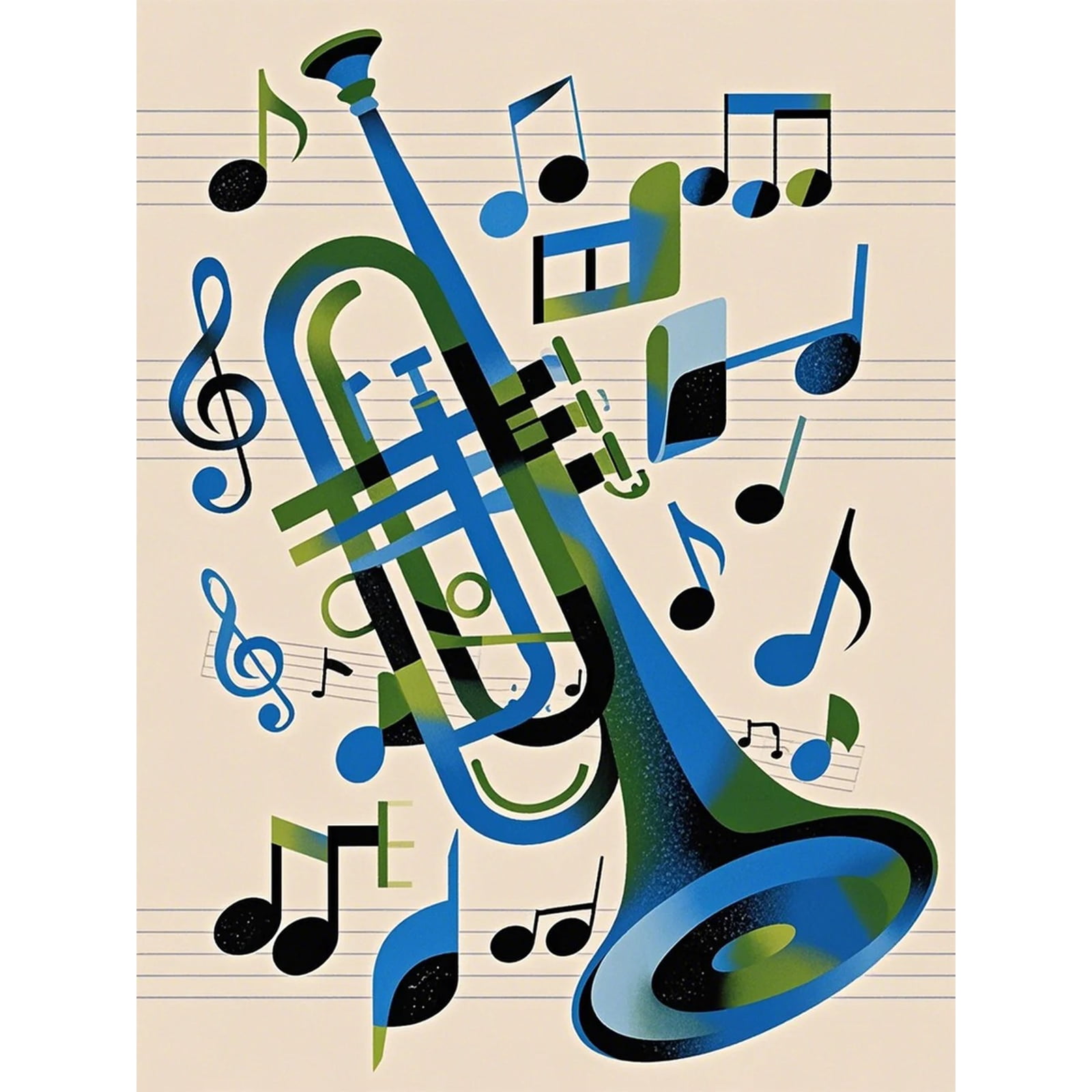 Trumpet with Music Notes Diamond Art 5D Diamond Painting DIY Kits Full ...