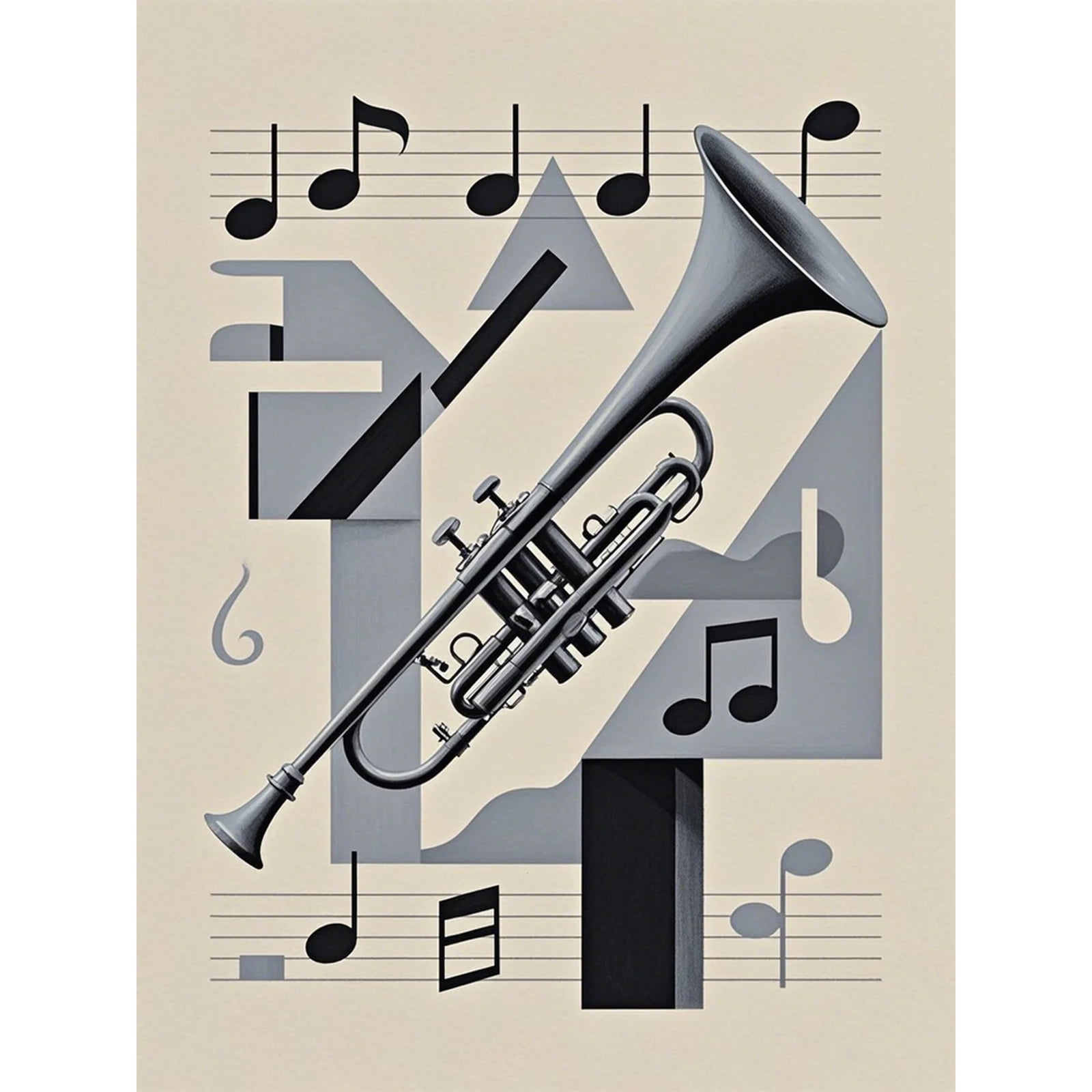 Trumpet with Music Notes Diamond Art 5D Diamond Painting DIY Kits Full ...