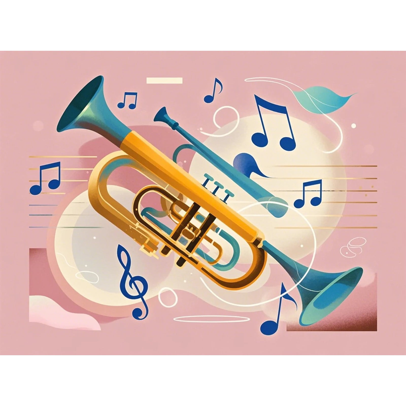 Trumpet with Music Notes Diamond Dots DIY Kits 5D Diamond Art Painting ...