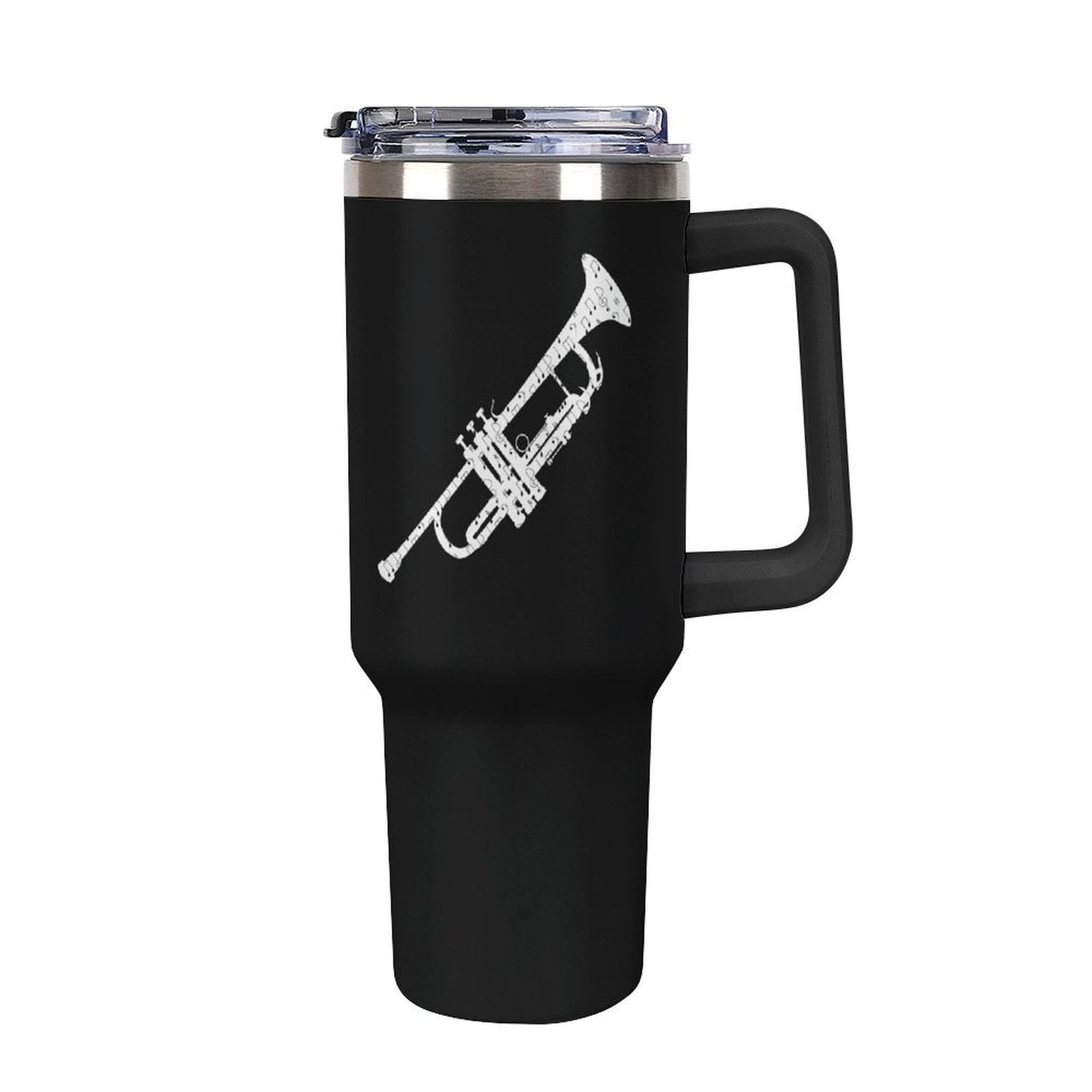 Trumpet Music Notes Tumbler with Handle and Straw 40 oz Stainless Steel ...