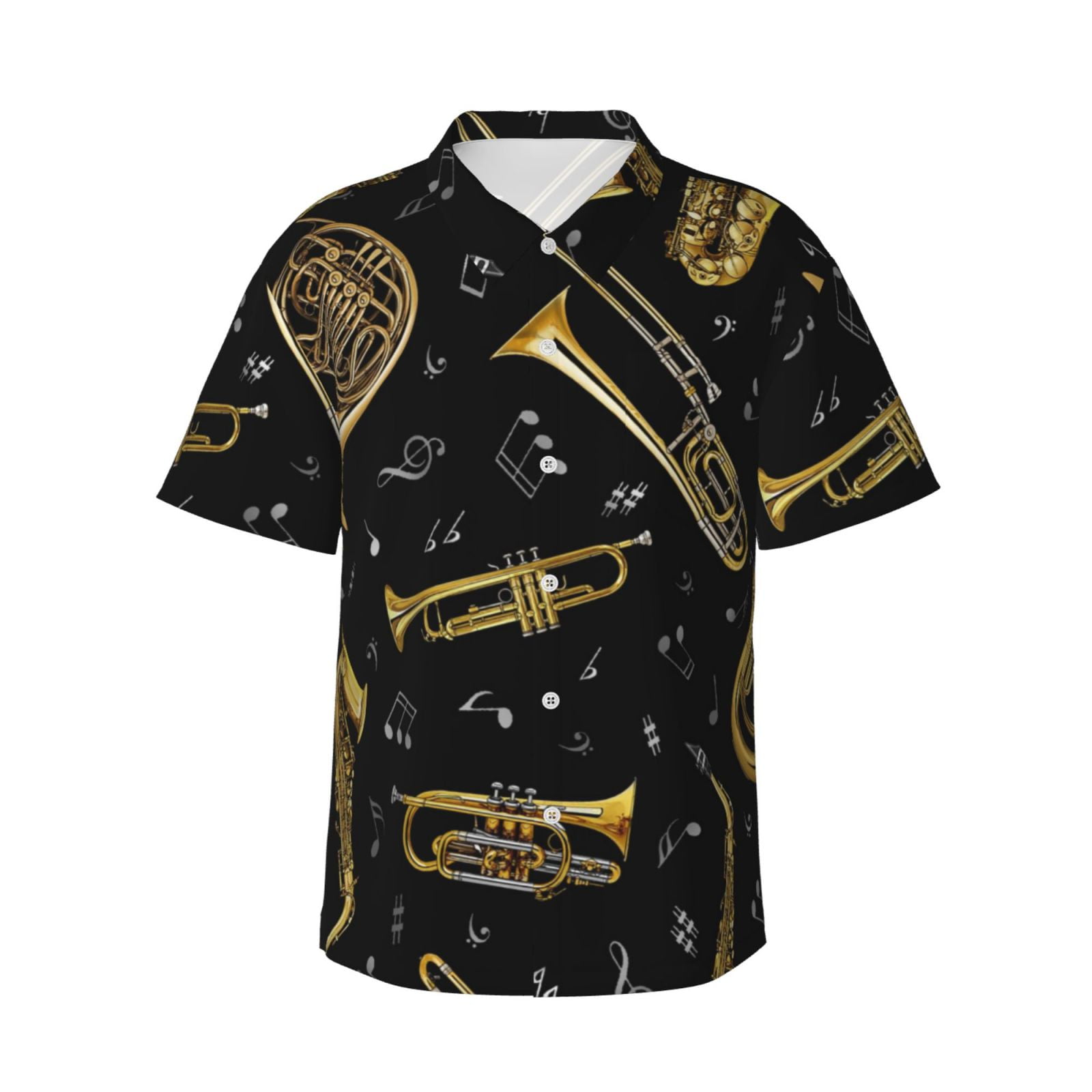 Trumpet Musical Notes Men'S 3d Print Casual Button Down Shirts, Novelty ...