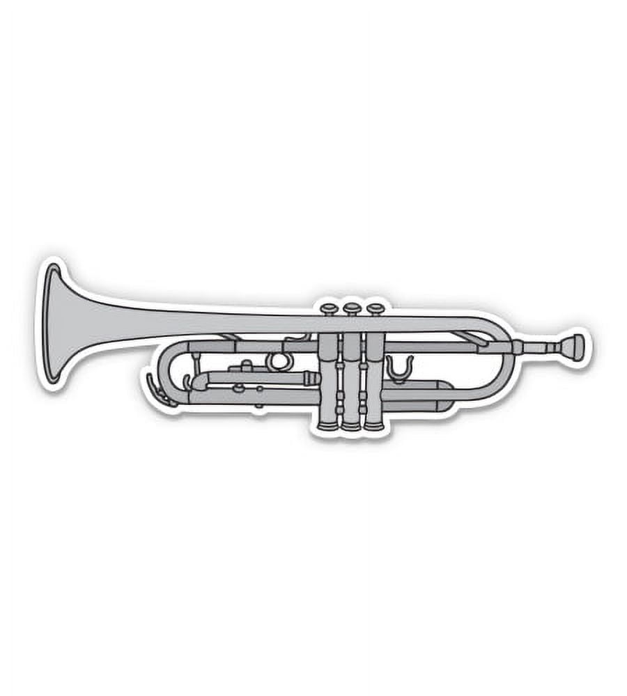 Trumpet Silver - 5" Vinyl Sticker - For Car Laptop I-Pad - Waterproof ...