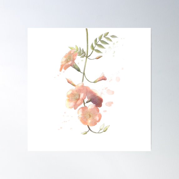 Trumpet Vines Poster Wall Art, Modern Wall Decor For Living Room ...