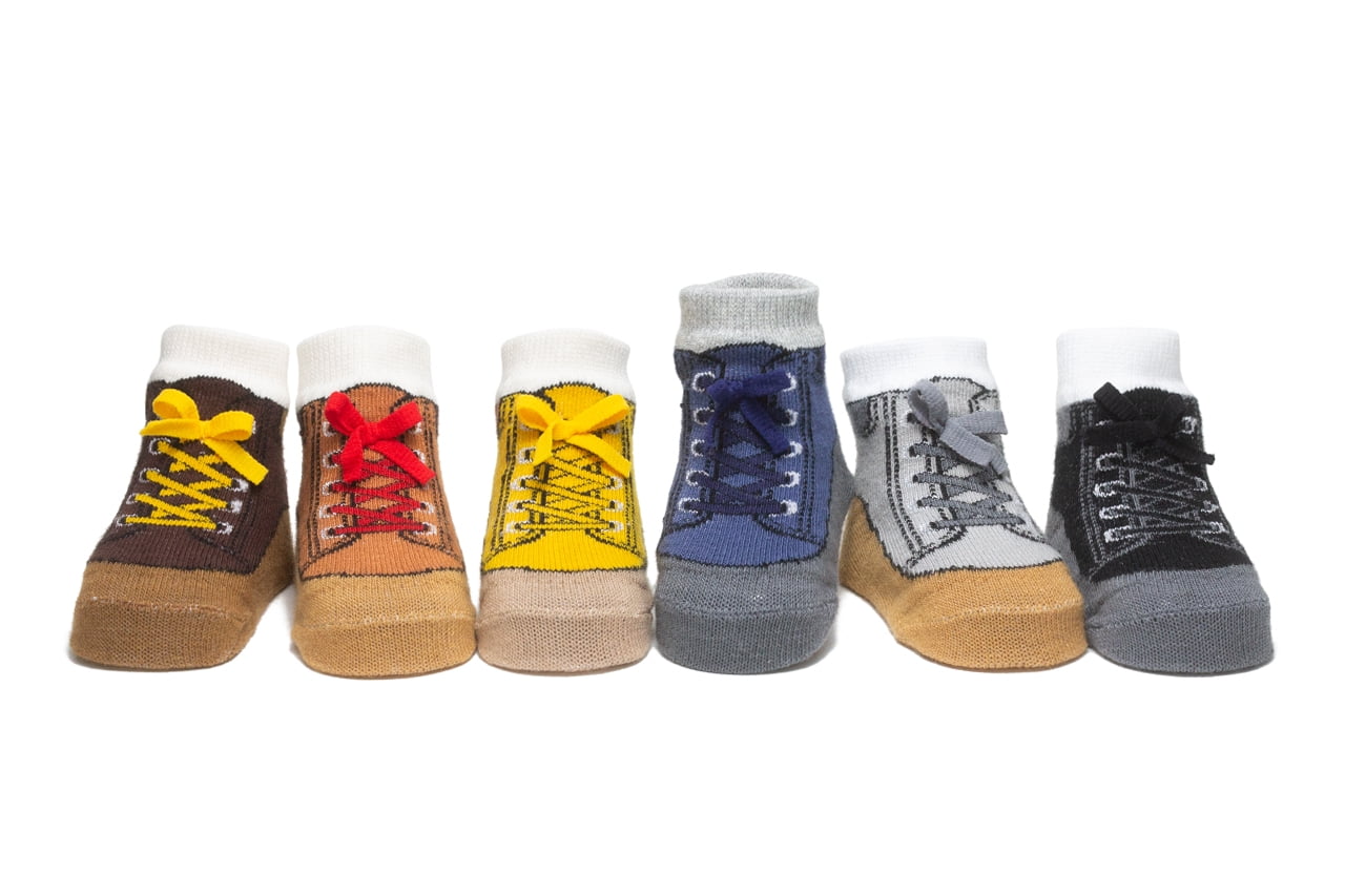 Trumpette Timmy Lace up 6 Pack Baby Bootie Socks, Assorted Neutrals (0 ...