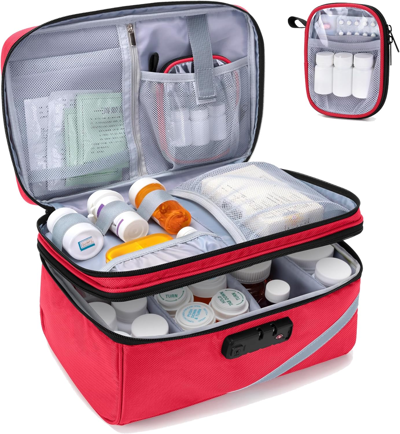 Trunab Medicine Storage Bag with Combination Lock, Lockable Pill Bottle ...