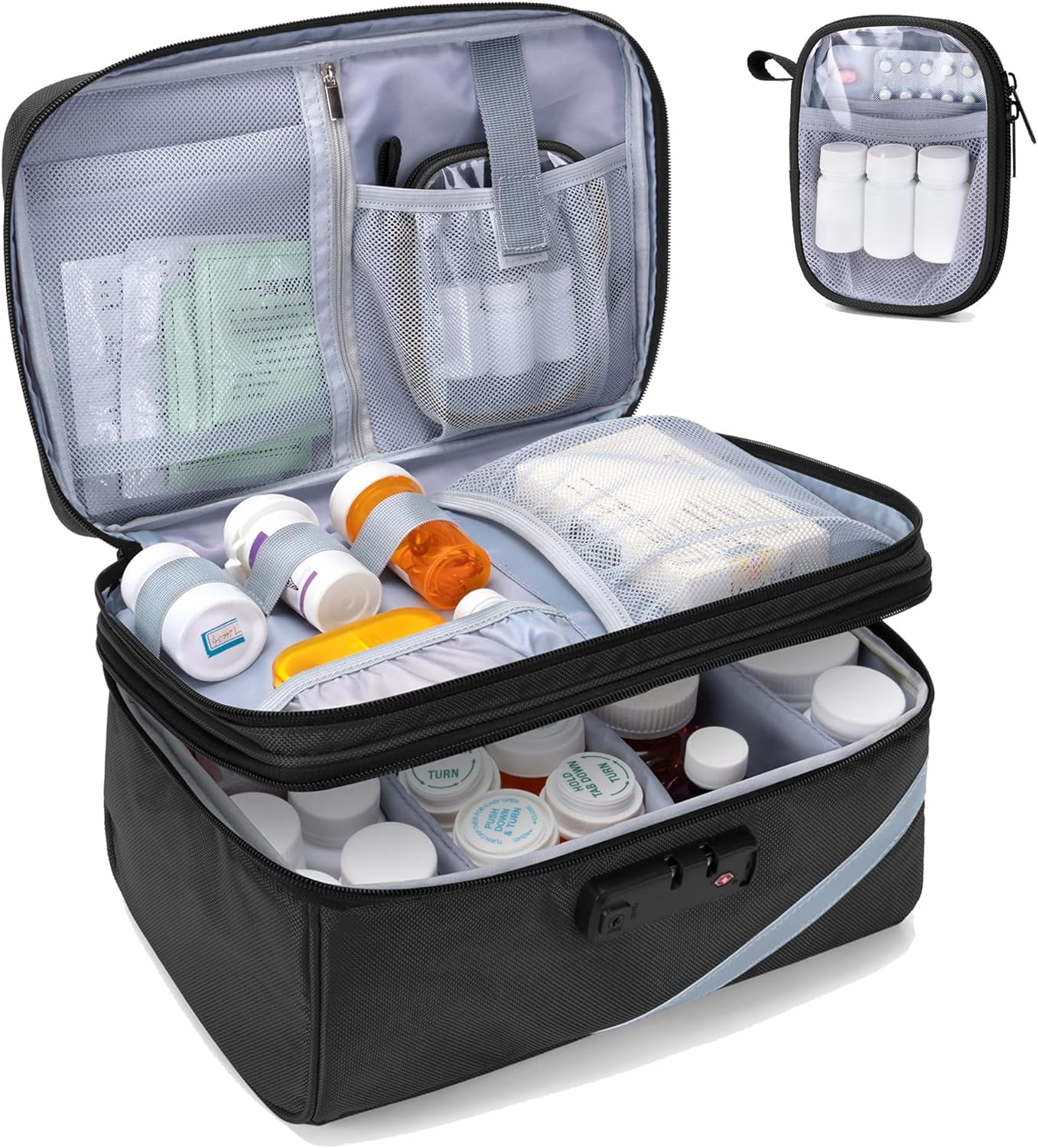 Medicine Storage Bag with Combination Lock, Lockable Pill Bottle ...