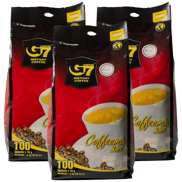 Trung Nguyen — G7 3 in 1 Instant Coffee — Roasted Ground Coffee Blend w/Non-dairy Creamer and ...