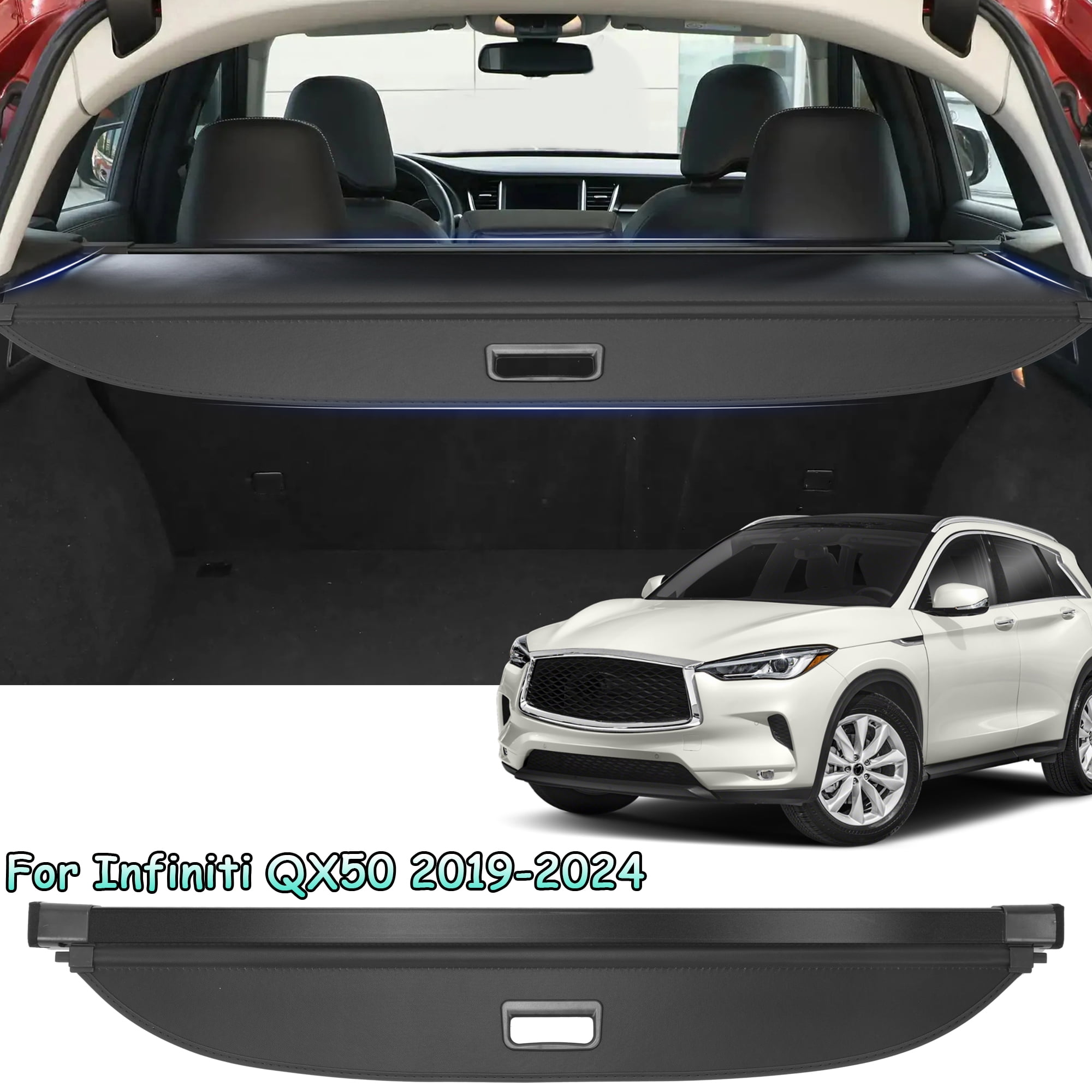 Trunk Cargo Cover Retractable Black For Infiniti QX50 2019-2024 ...