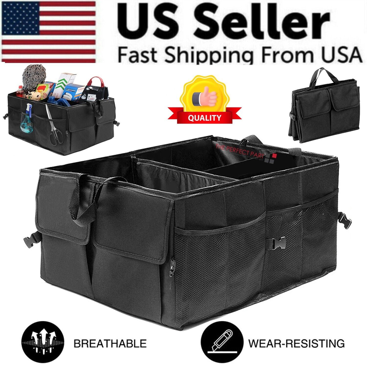Trunk Cargo Organizer Folding Storage Collapse Bag Bin For Car Truck ...