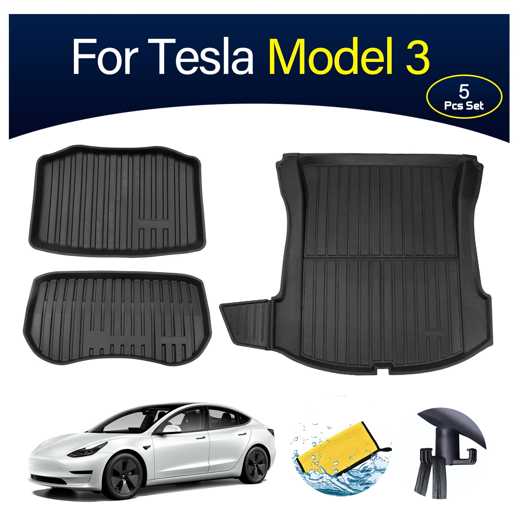 Trunk Mats for Tesla Model 3, Set of 5 - Walmart.com