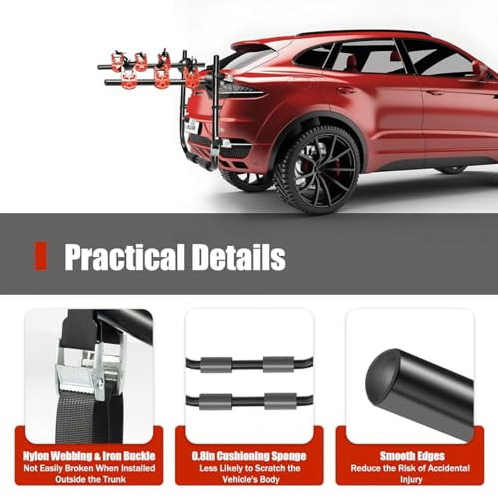 Trunk Mount Rack, 3-Bike Carrier Rack Bicycle Carrier Fit for Most ...
