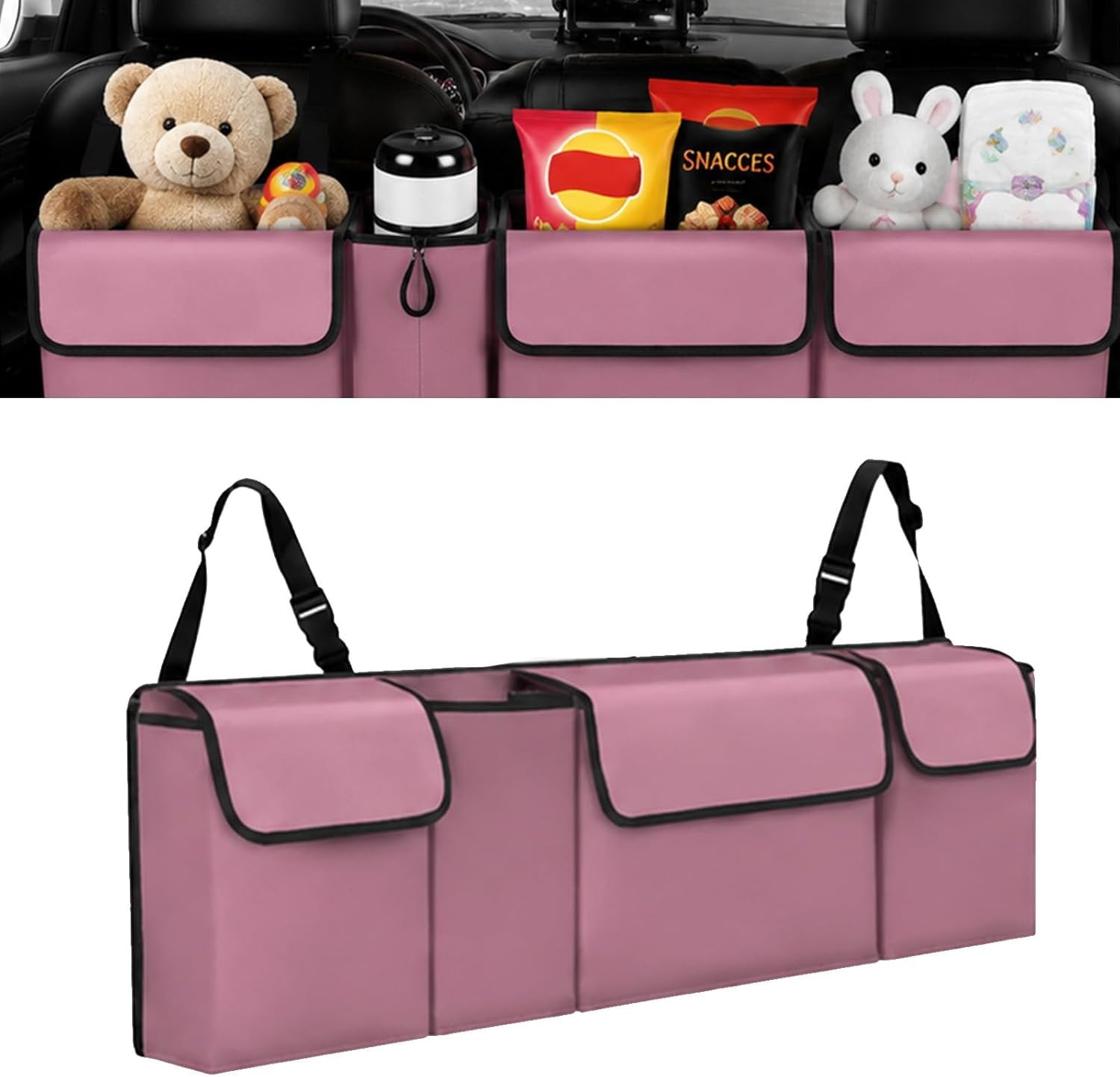 Trunk Organizer - Backseat Large Storage Bag with Adjustable Straps ...