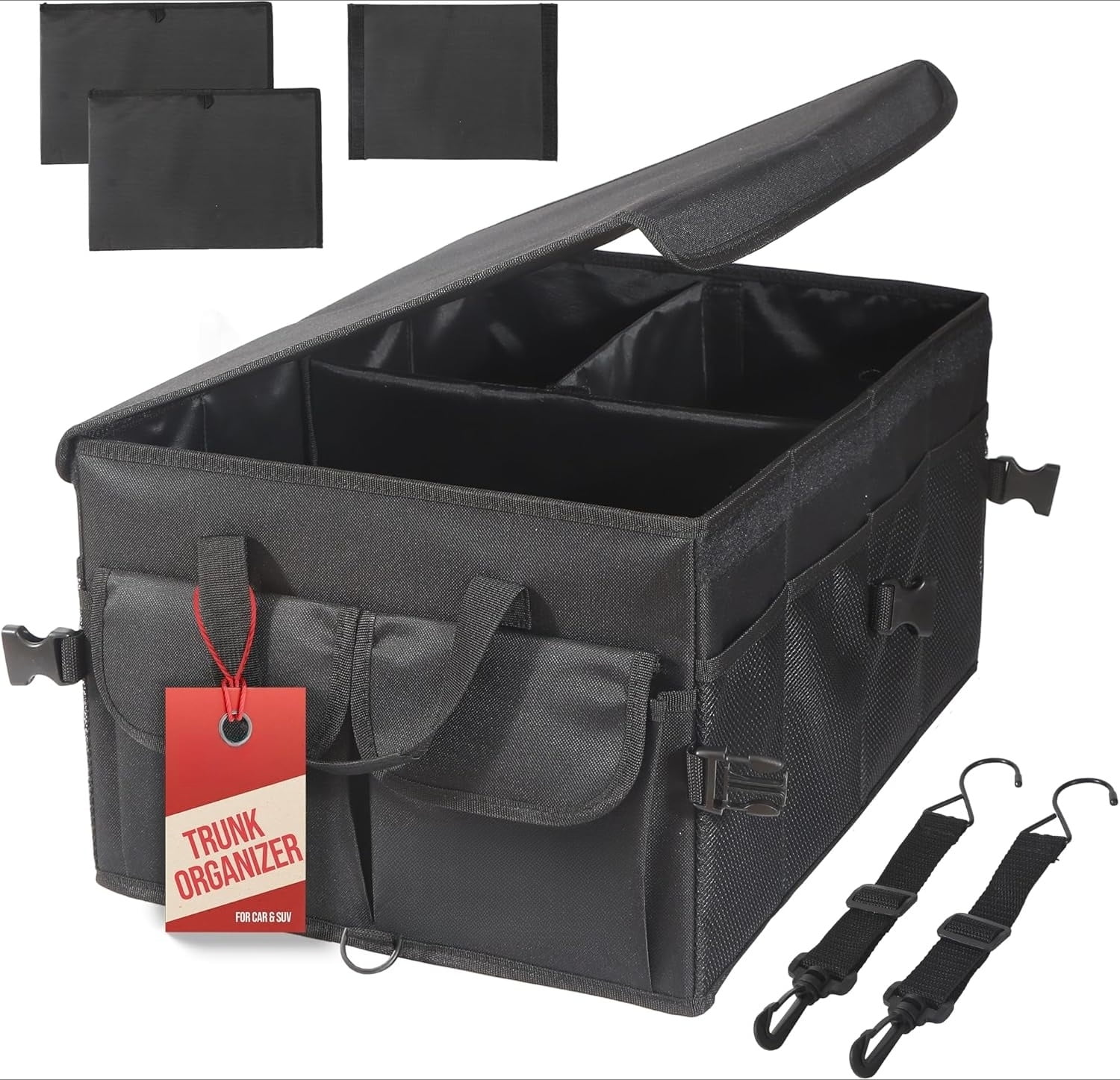 Trunk Organizer for Car with Lid – Foldable SUV Trunk Organizer – Multi ...