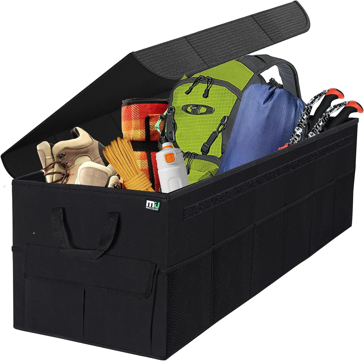 Trunk Organizer with Lid,12 Pockets Sturdy Car Organizer for SUV, Non ...