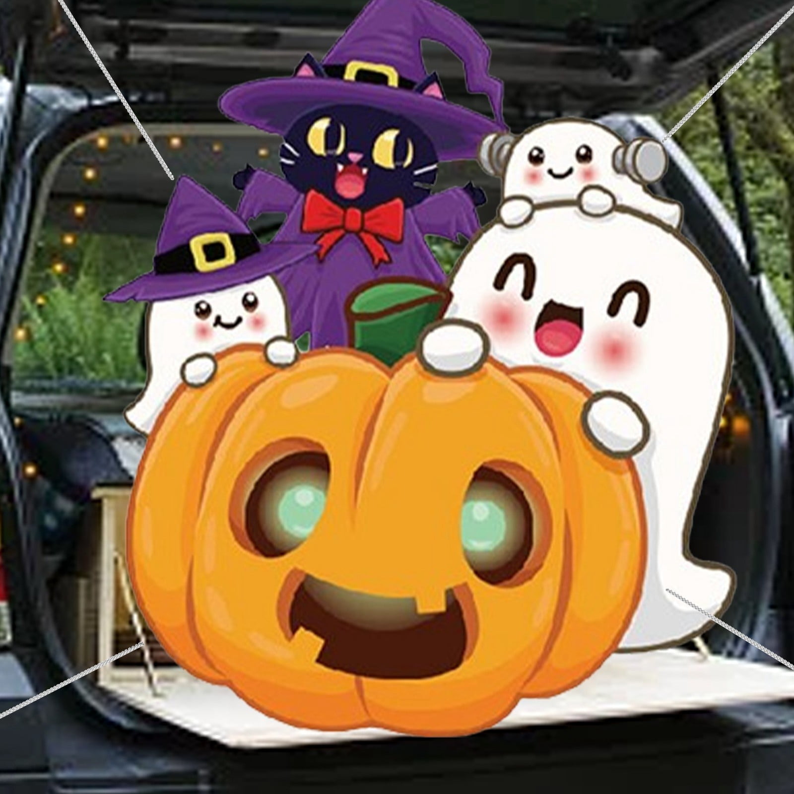 Trunk or Treat Banner, 42x51in Halloween SUV Car Decorations Happy ...