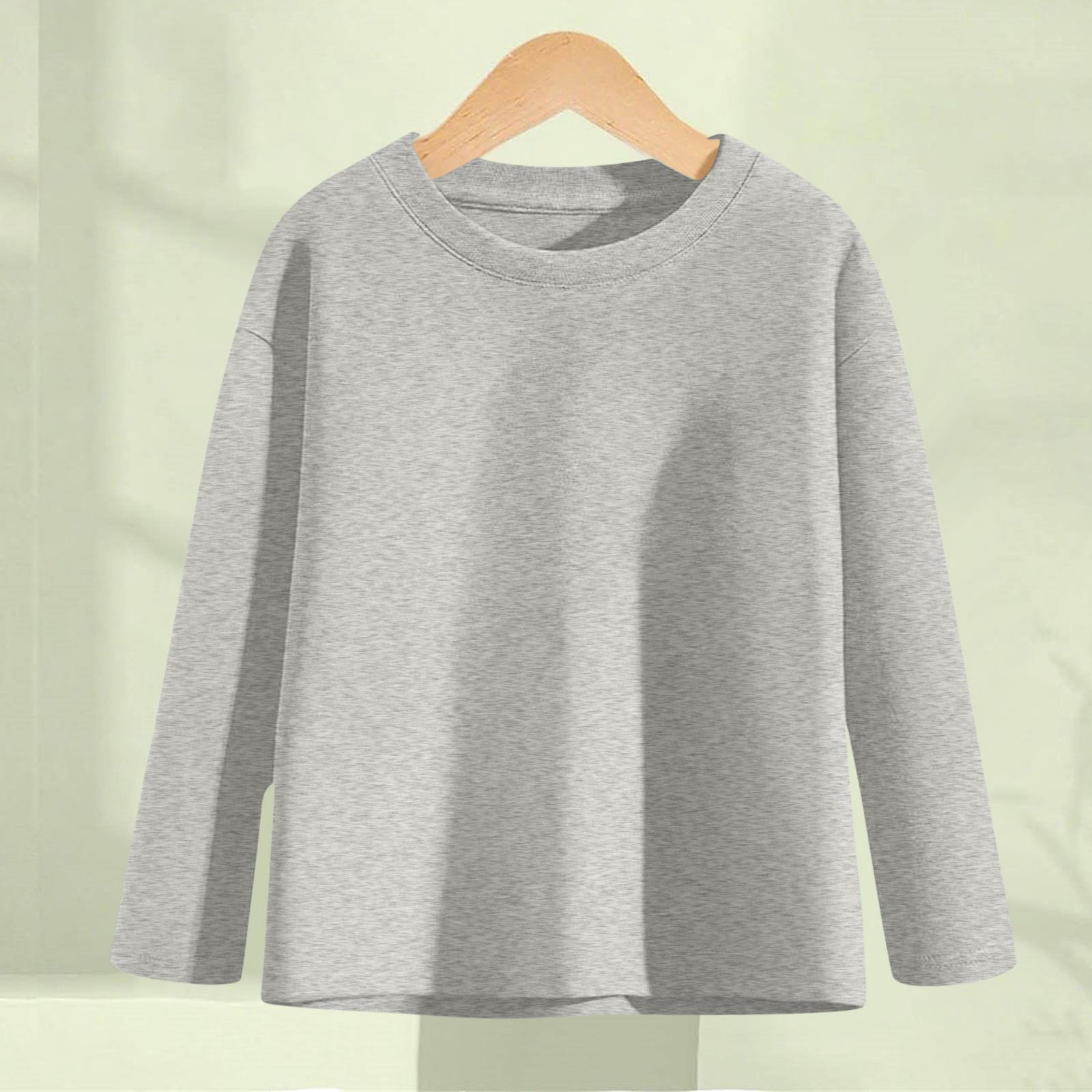 fnnxnal Big Girls Long Sleeve T-Shirt - Soft Cotton Gray, Size 12T ...