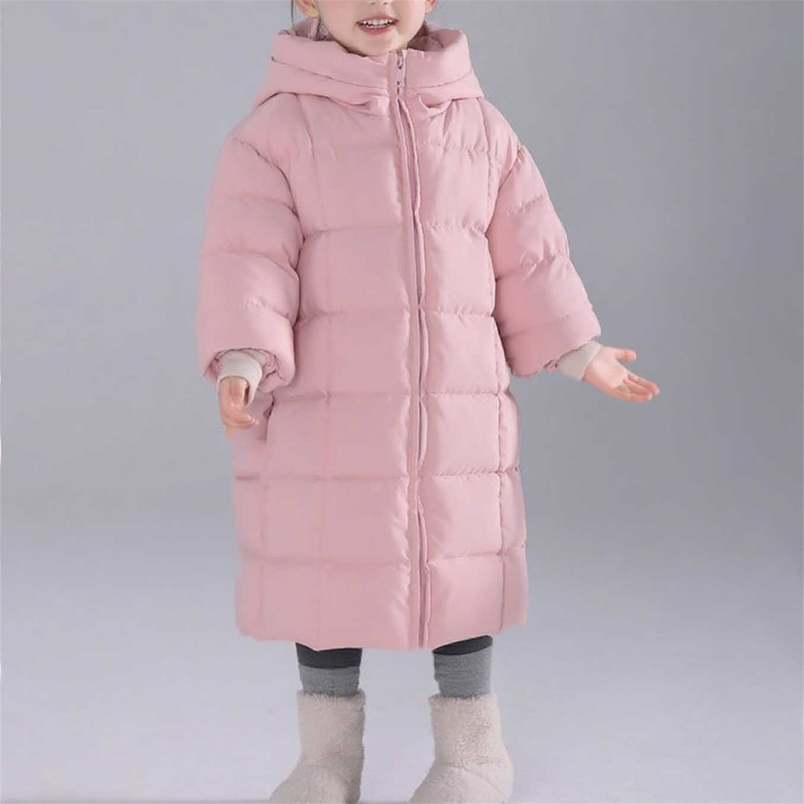 fnnxnal Big Girls Pink Puffer Coat, 8T Size Water Resistant Hooded ...