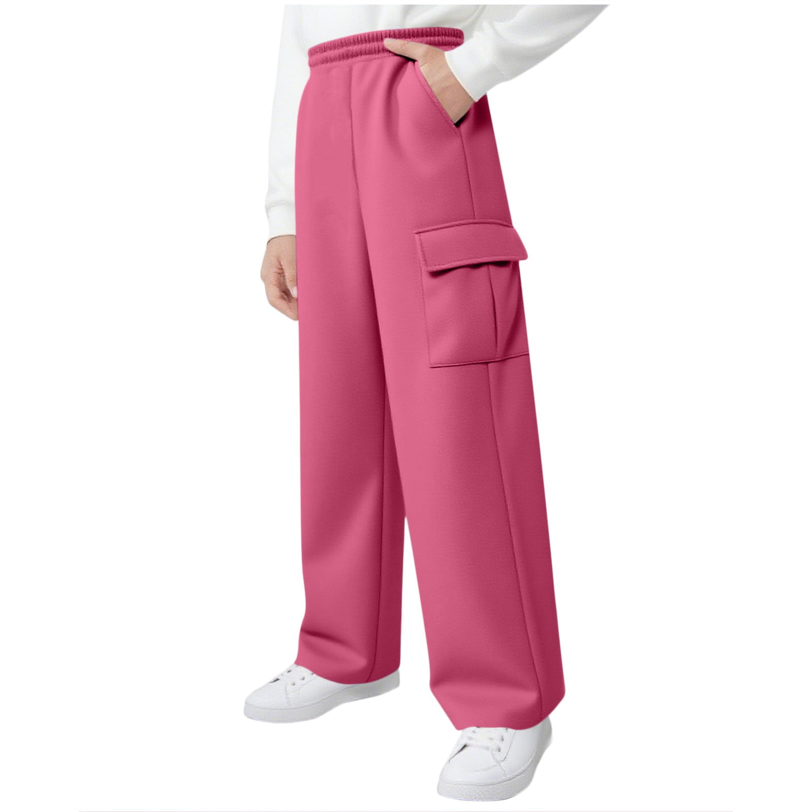 Trupants Big Girls Stretchy Cargo Pants - 7T Hot Pink, Elastic Waist ...