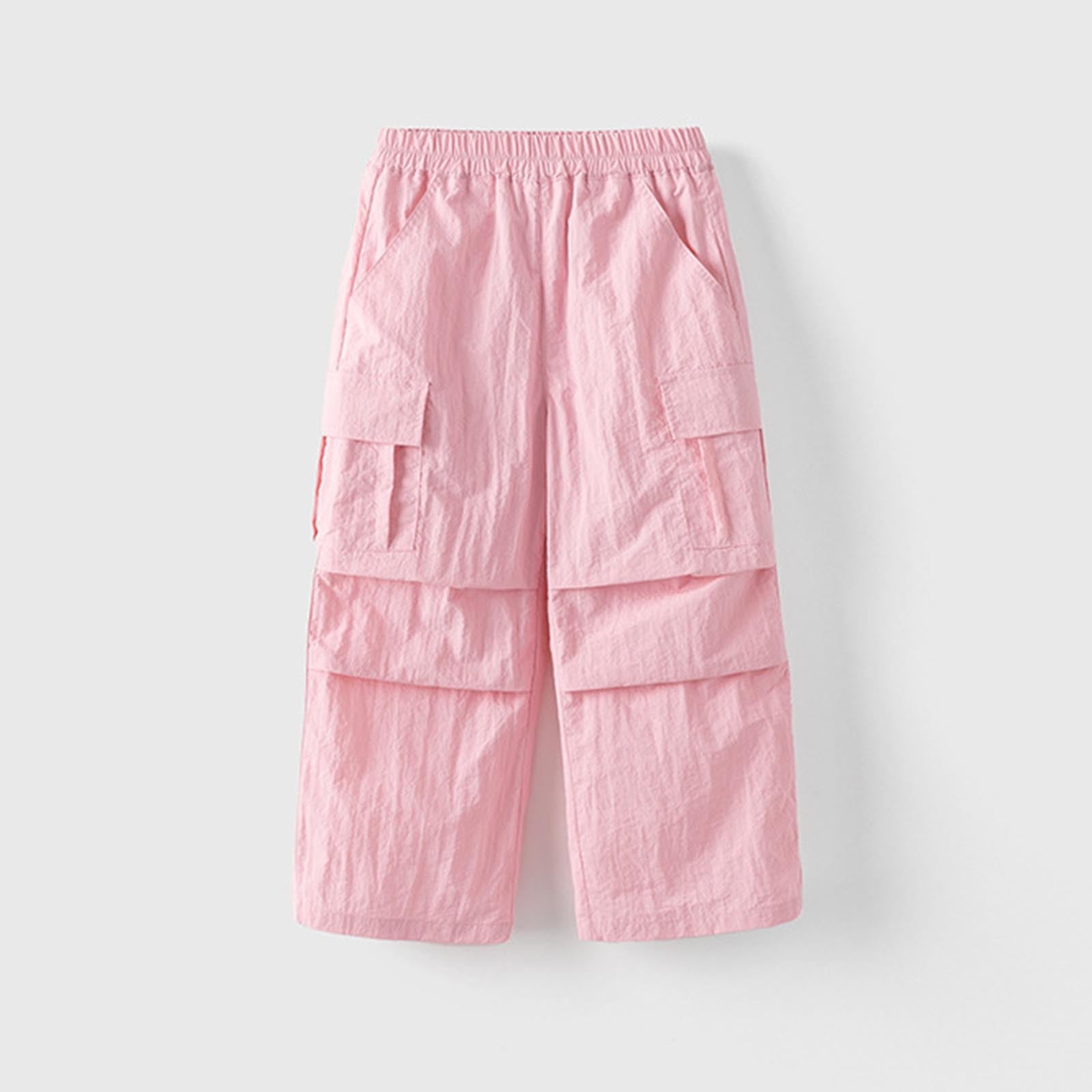 Trupants Girls' Cargo Pants for Girls Kids, Pink, Elastic Waisted Loose ...