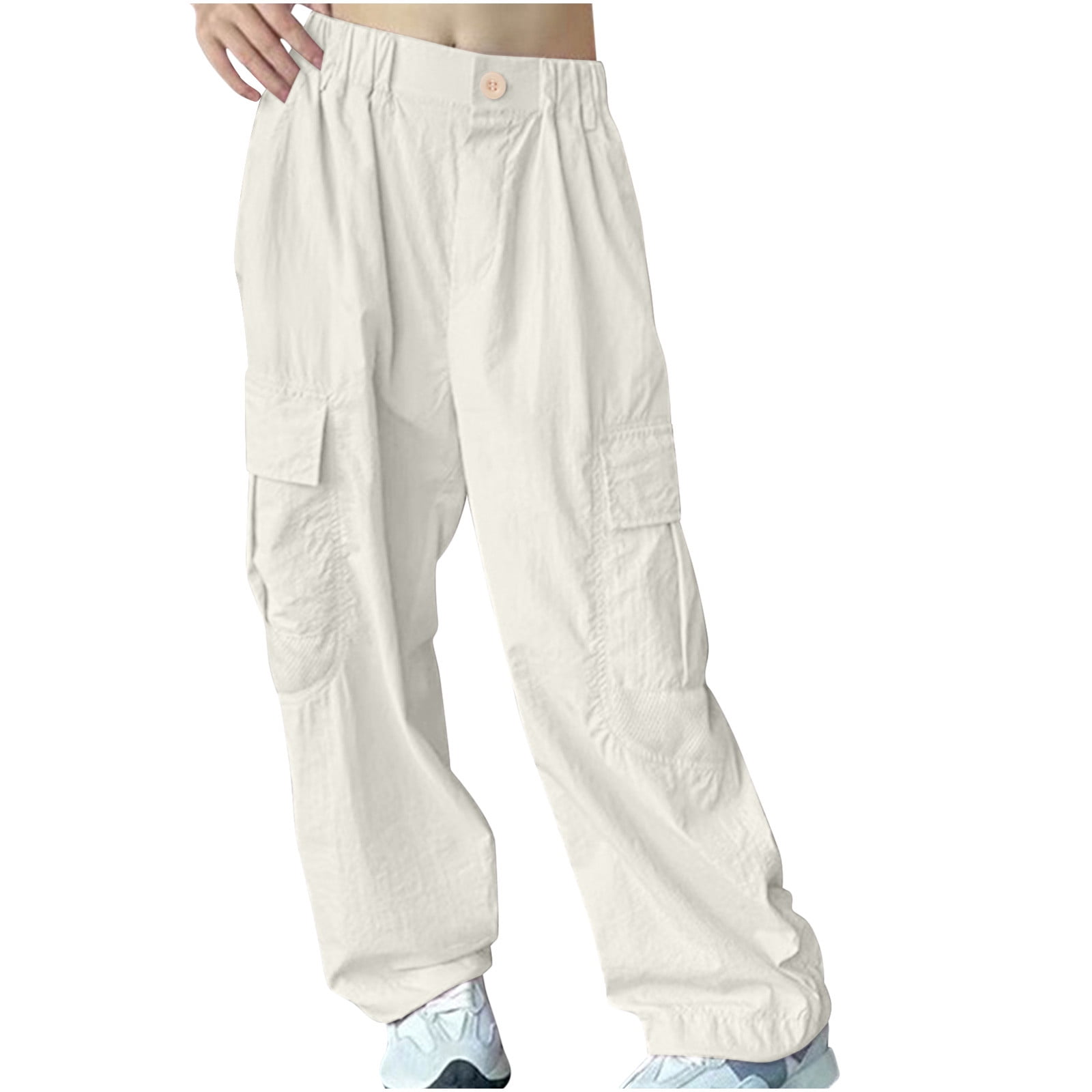 Trupants Girls' Cargo Pants for Girls Kids, Beige with Pockets, High ...