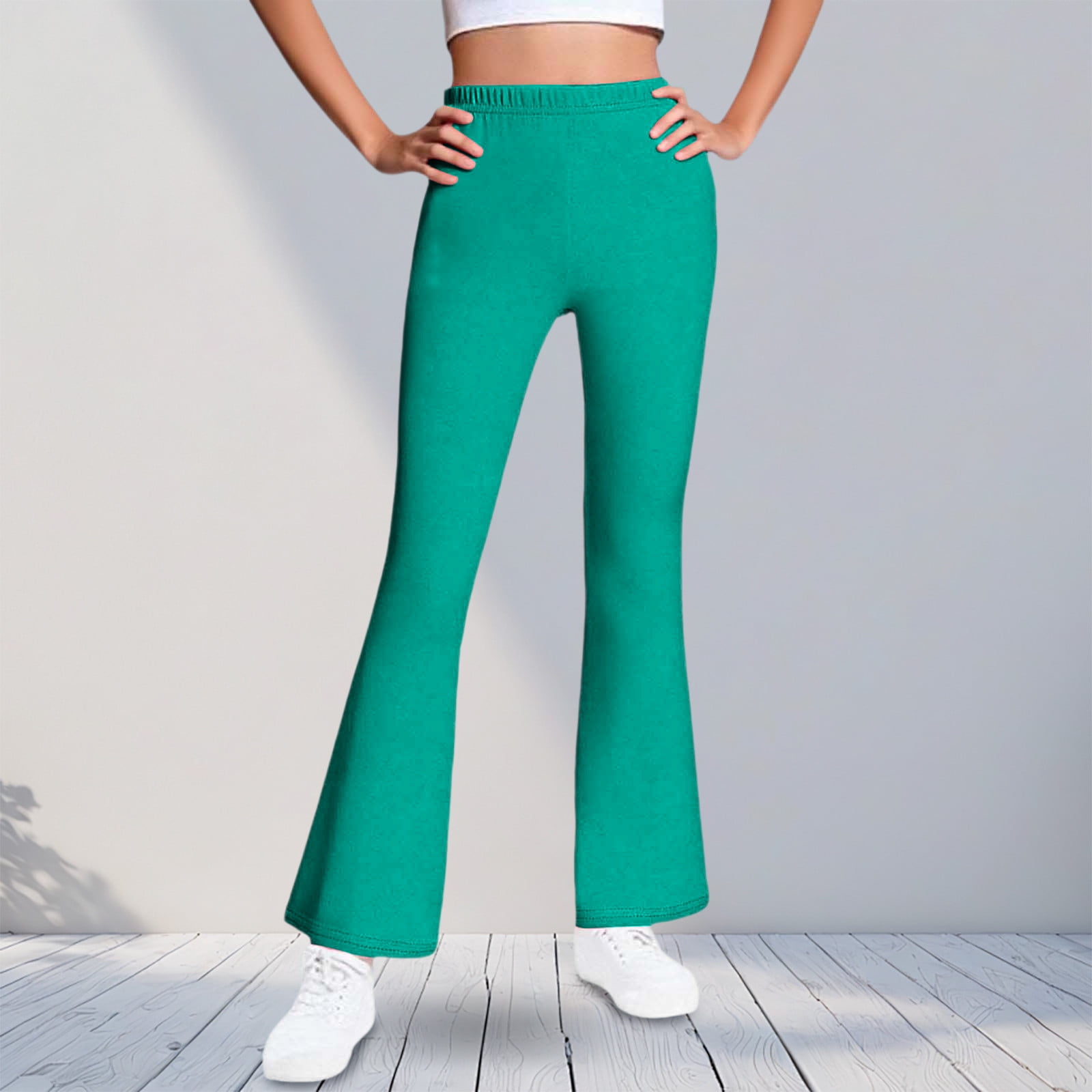 fnnxnal Girls Kids Mint Green Flare Pants for Walmart, 95% Polyester 5% ...