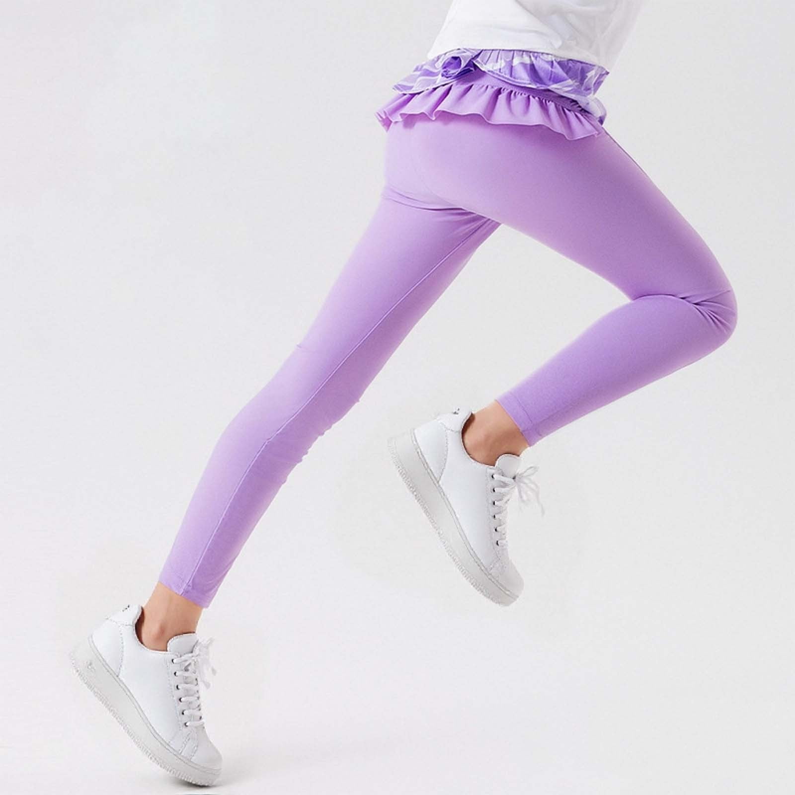 fnnxnal Girls Long Pants for Girls Kids, Purple Size 12 T, Soft Tight ...