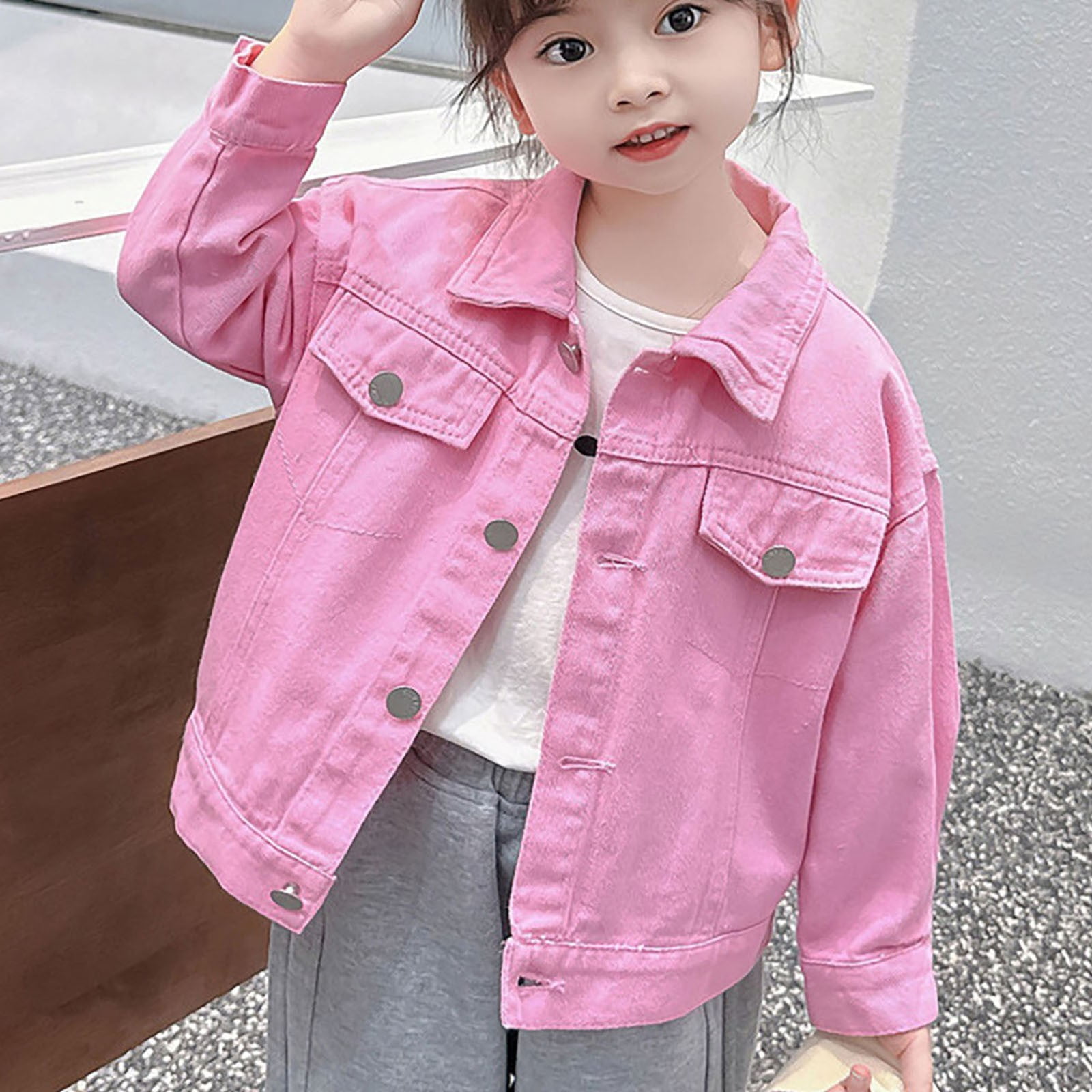 fnnxnal Girls Pink Denim Jacket - 100% Durable Denim, Classic Button ...