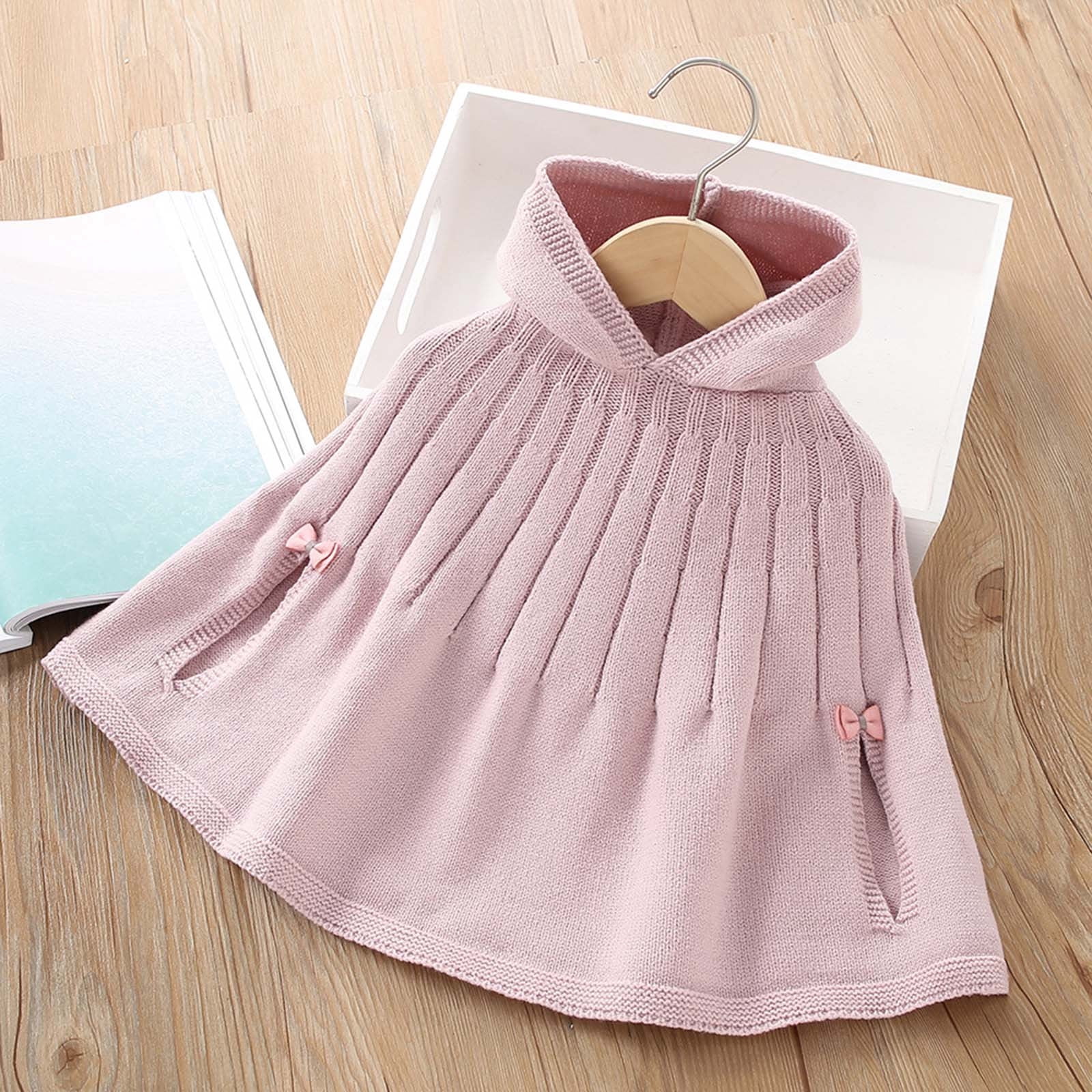 fnnxnal Juniors 1 Year Purple Hooded Poncho - Acrylic, Warm, Cute Bow ...