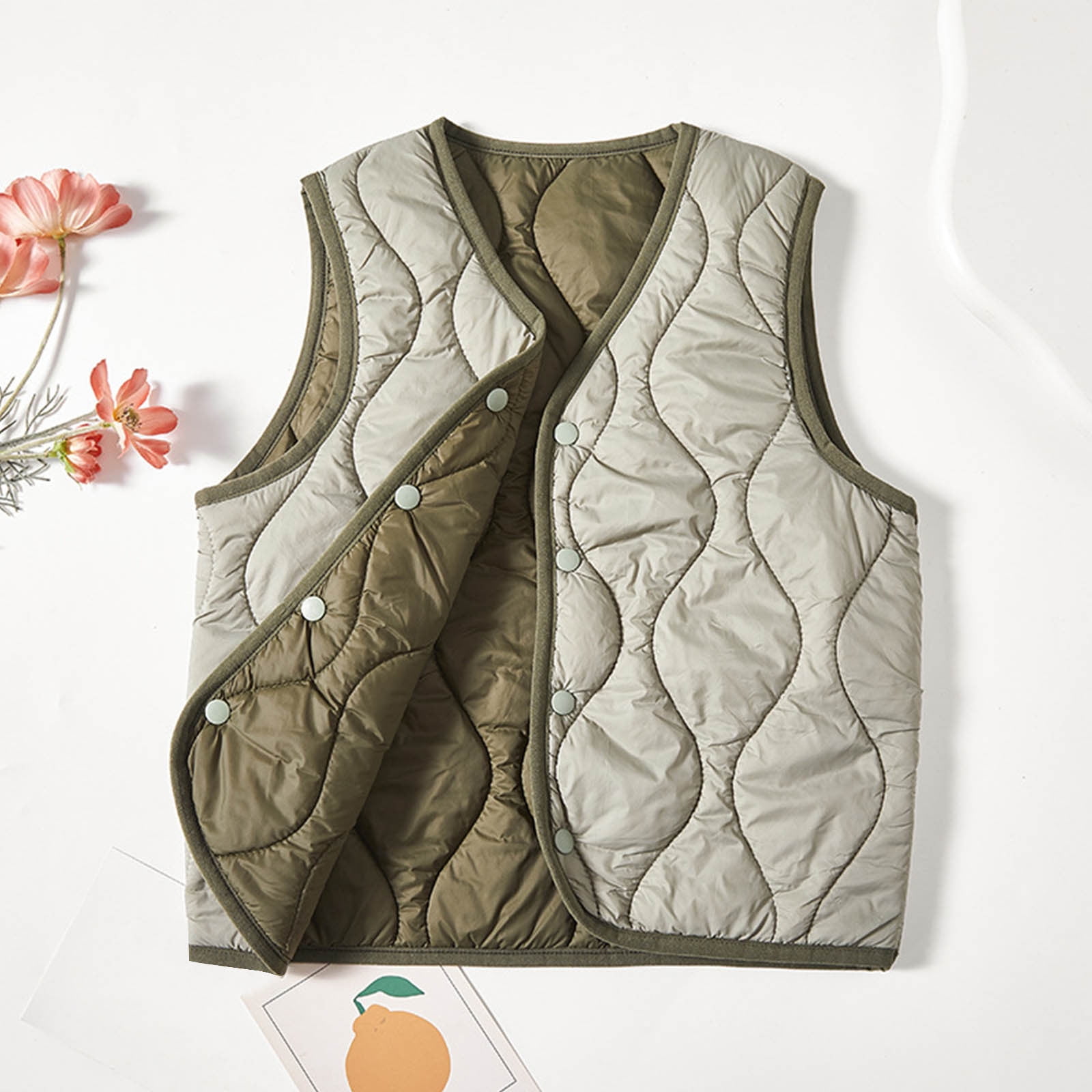 Trupants Juniors Quilted Cotton Vest 12-13T Green - Lightweight Fall ...