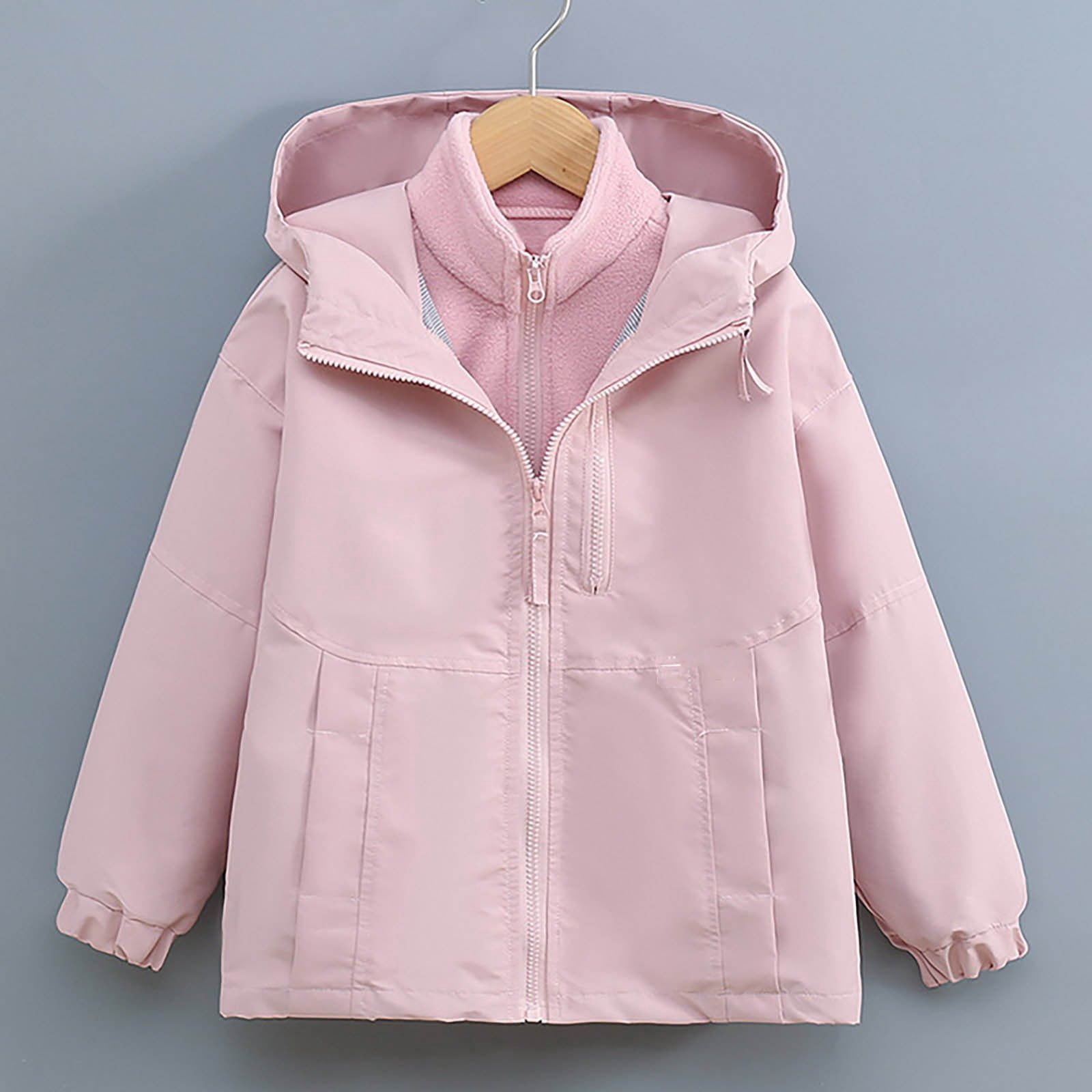 fnnxnal Little Girls' 3 in 1 Jacket - 5T Pink, All Season Convertible ...