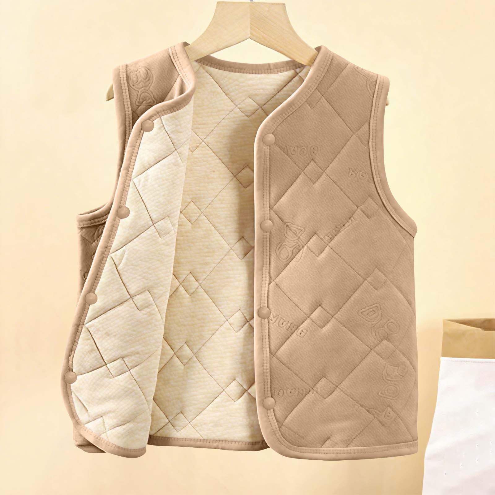 Trupants Little Girls Quilted Vest, 5-6T Khaki - Lightweight Warm Snap ...