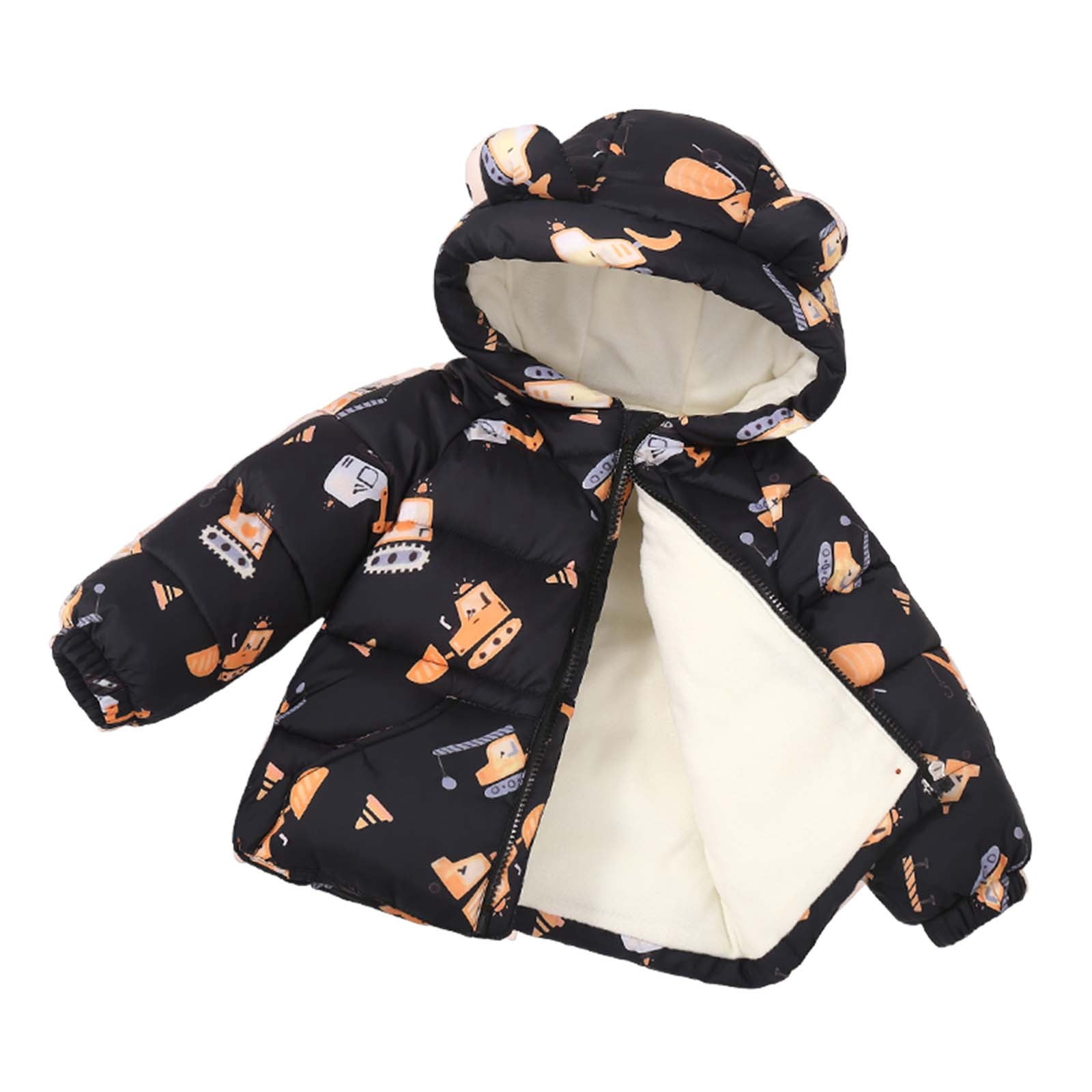 fnnxnal Toddler Boys' 3T Black Winter Puffer Jacket - Construction ...