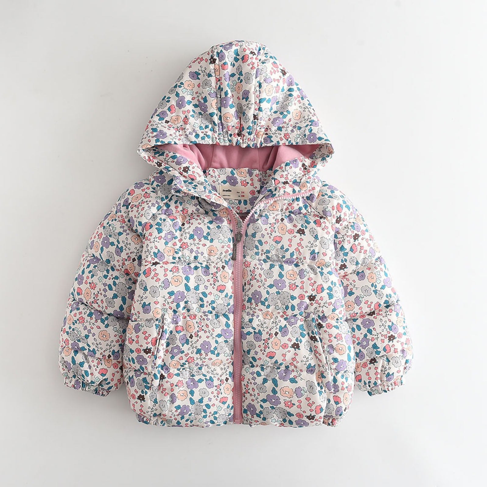 Trupants White Floral Puffer Jacket for Little Girls - 6T, Warm Quilted ...
