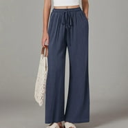 Ma Croix Womens Premium Capri Linen Resort Pants Relaxed Fit Elastic ...