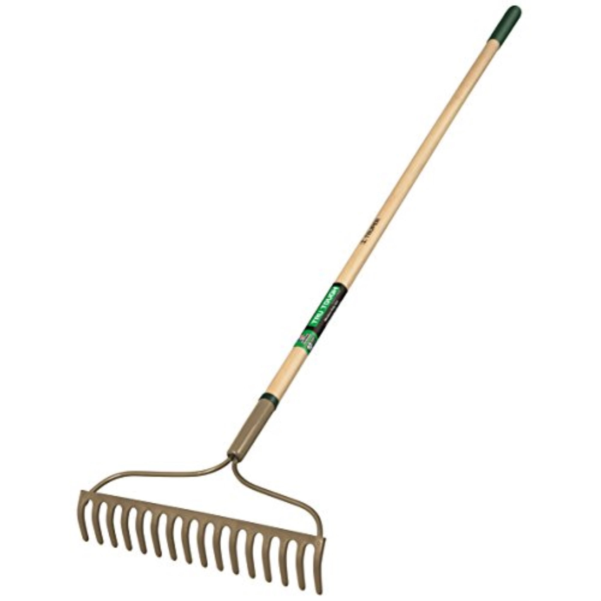 Truper Tru-Tough Metal Garden 59.75 in. 16 Tine Steel Bow Rake Wood ...