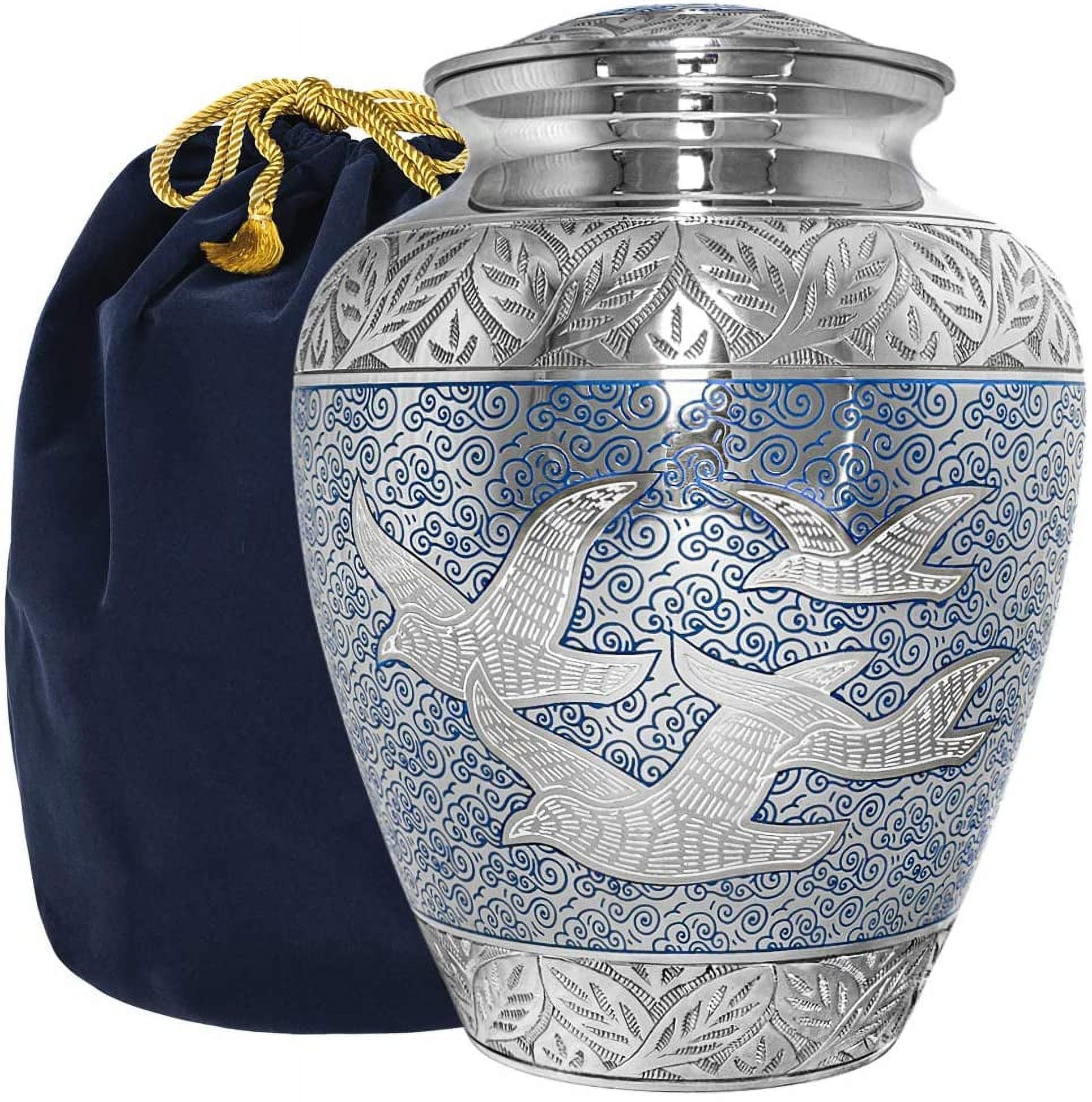 Trupoint Memorials Extra Large Cremation Urn, Blue Silver Wings Design ...