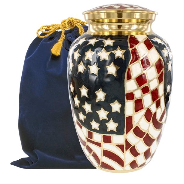 Trupoint Memorials Patriotic Flag Brass Large Adult Keepsake Size ...