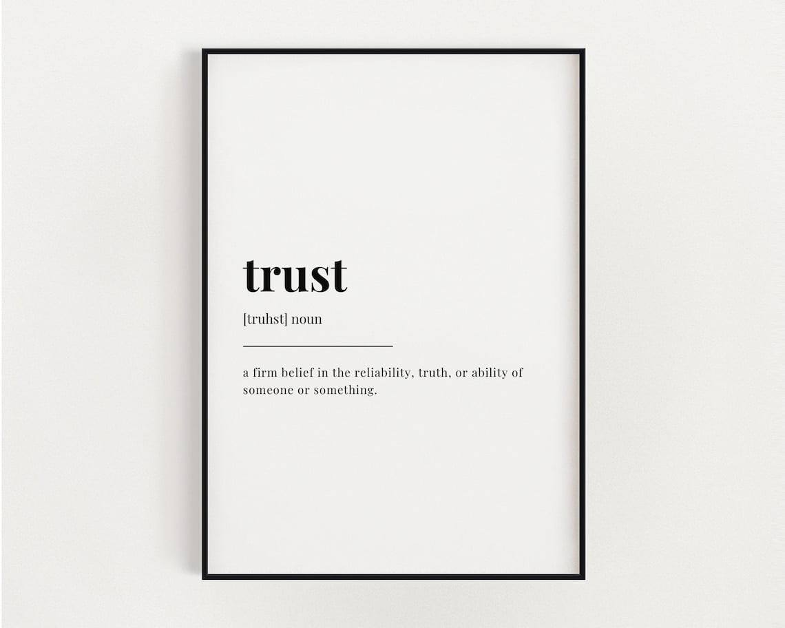Trust Definition Print, Wall Art Print, Quote Wall Art, Definition ...