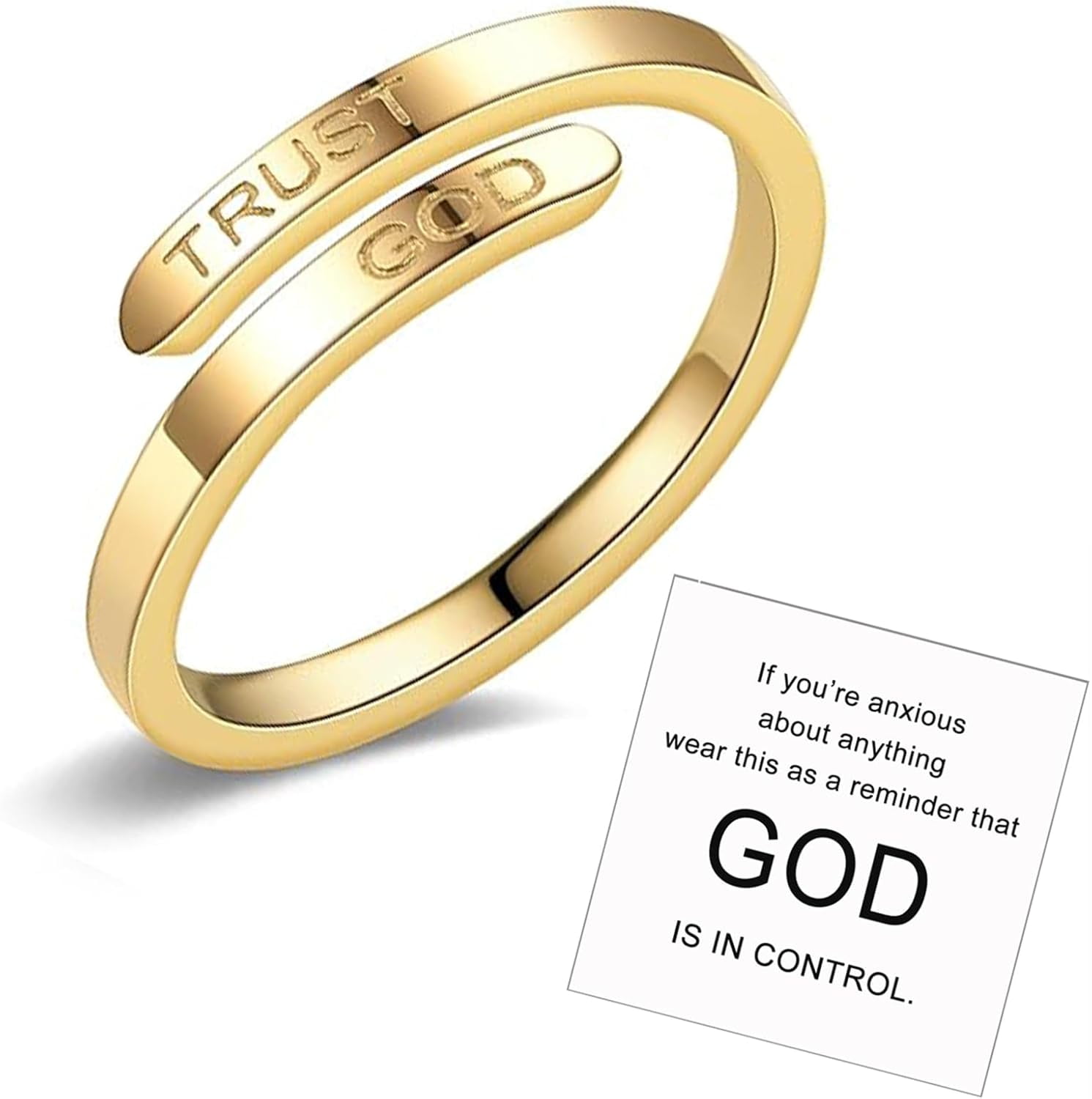 Trust God Cross Ring For Women, Silver Faith Over Fear Inspirational ...