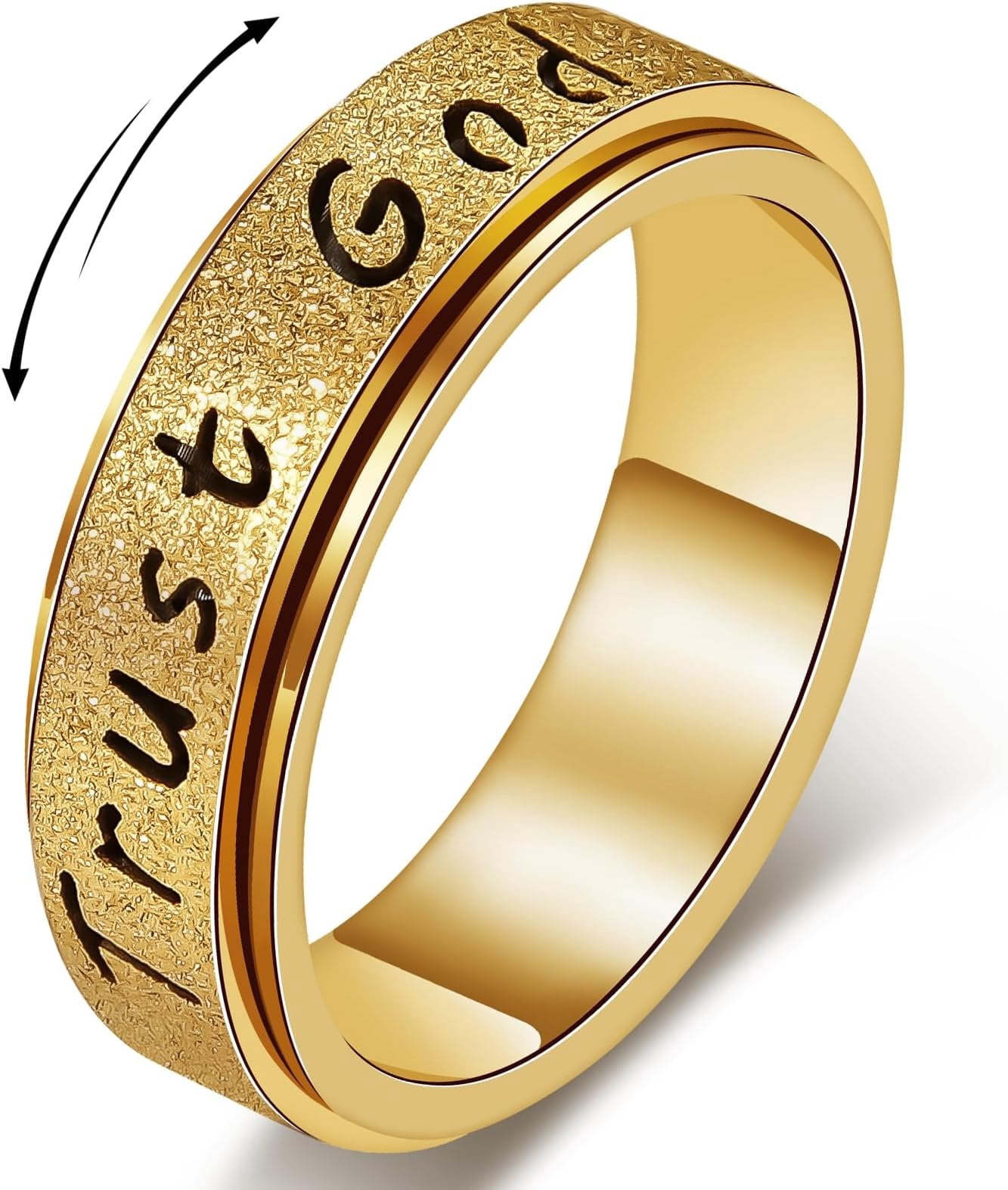 Trust God Fidget Spinner Ring for Women & Men - 18K Stainless Steel ...