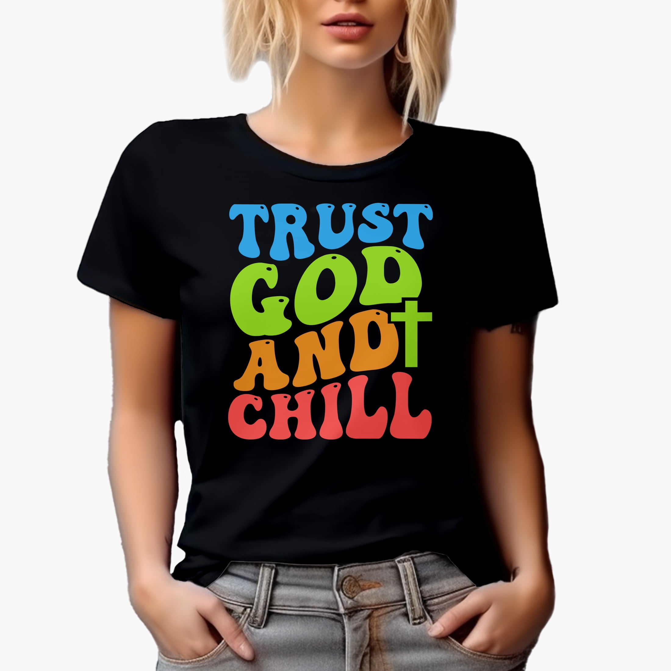 Trust God and Chill, Quote on Trusting God & Resting, Groovy Retro Wavy ...