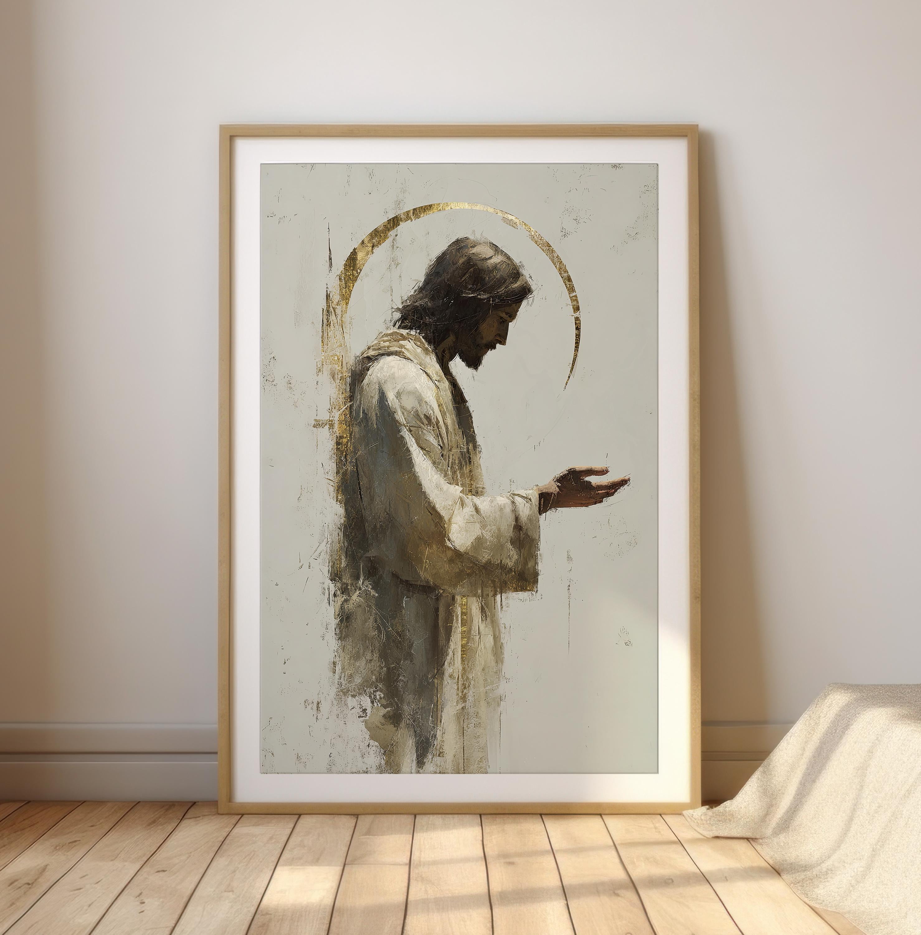 Trust In The Lord | Jesus In Profile With Gold Halo | Christian Wall ...