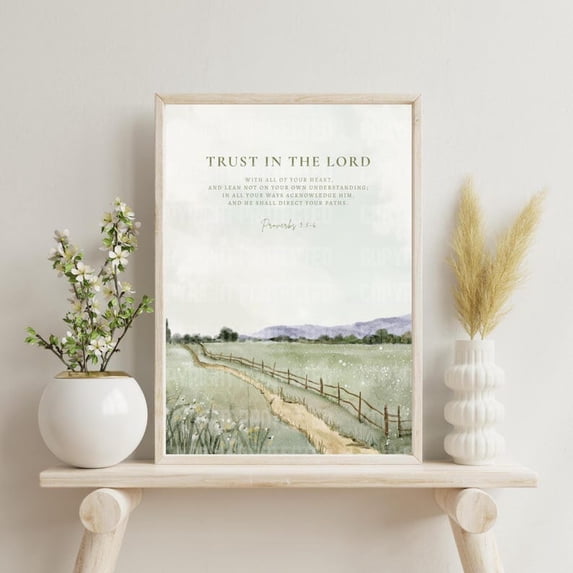 Trust In The Lord, Proverbs 3:5-6, Christian Wall Art, Scripture Poster ...