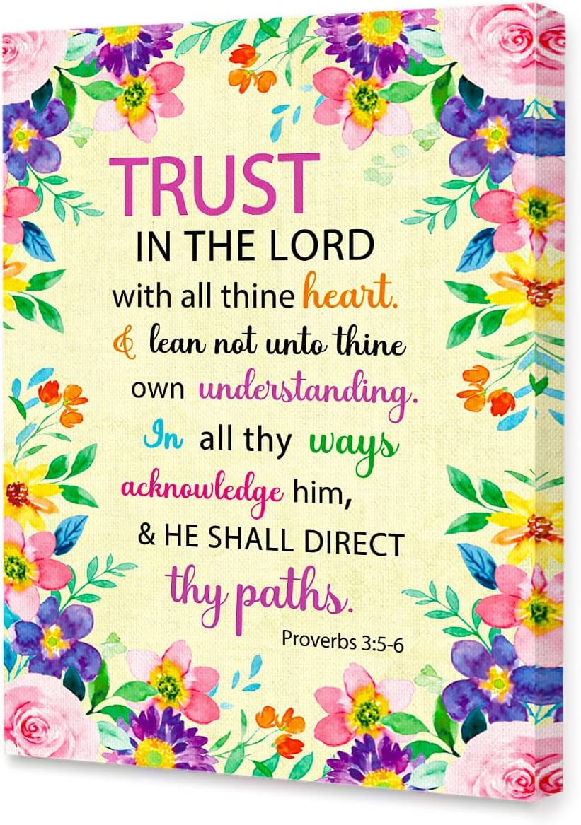 Trust In The Lord Inspirational Bible Wall Art Canvas,Verses Christian ...
