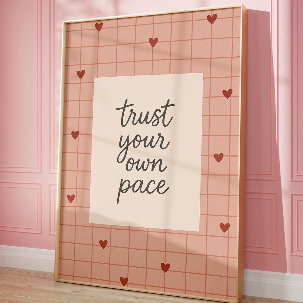 Trust Your Own Pace Print, Girly Pink Quote Art, Motivational Wall ...