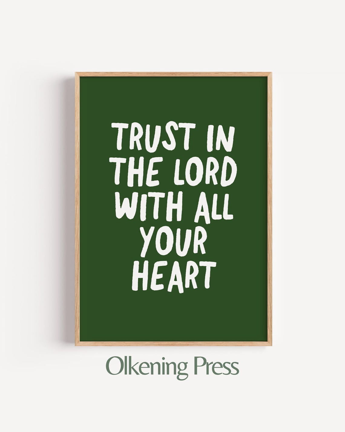 Trust in the Lord Green Bible Verse Modern Typography, Unframed Paper ...