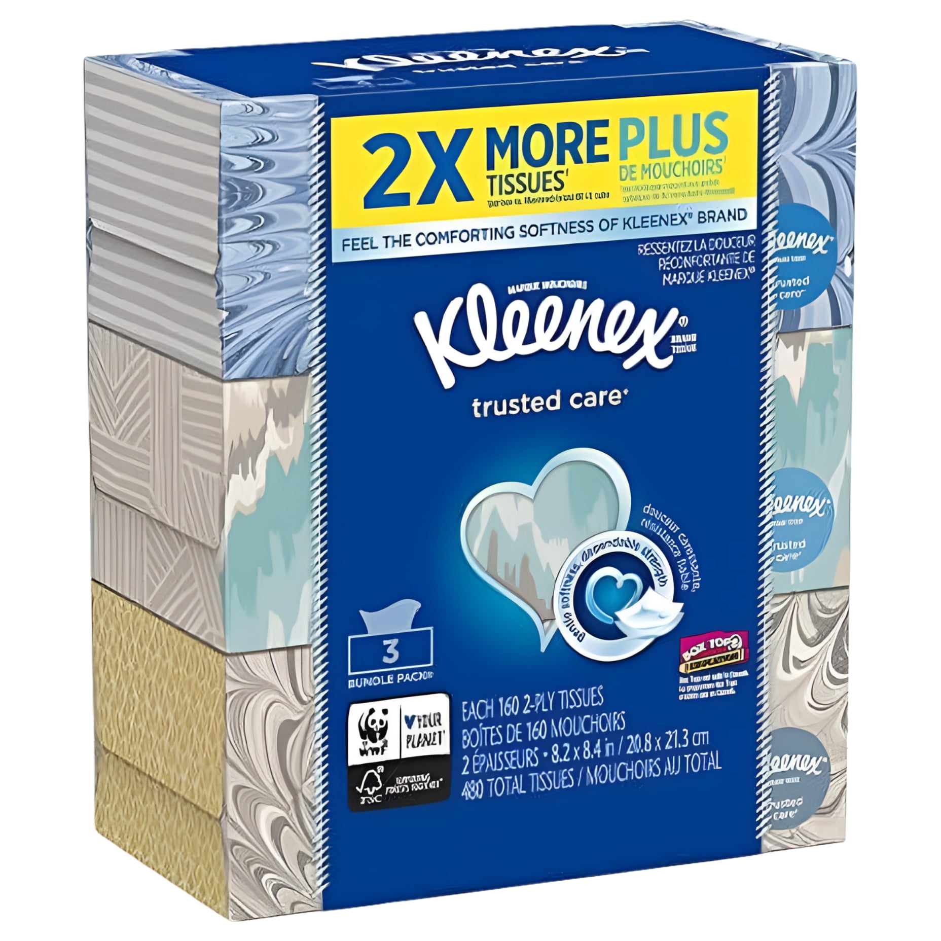 Kleenex White Facial Tissue, 160 2-Ply Tissues, Pack of 3 - Walmart.com