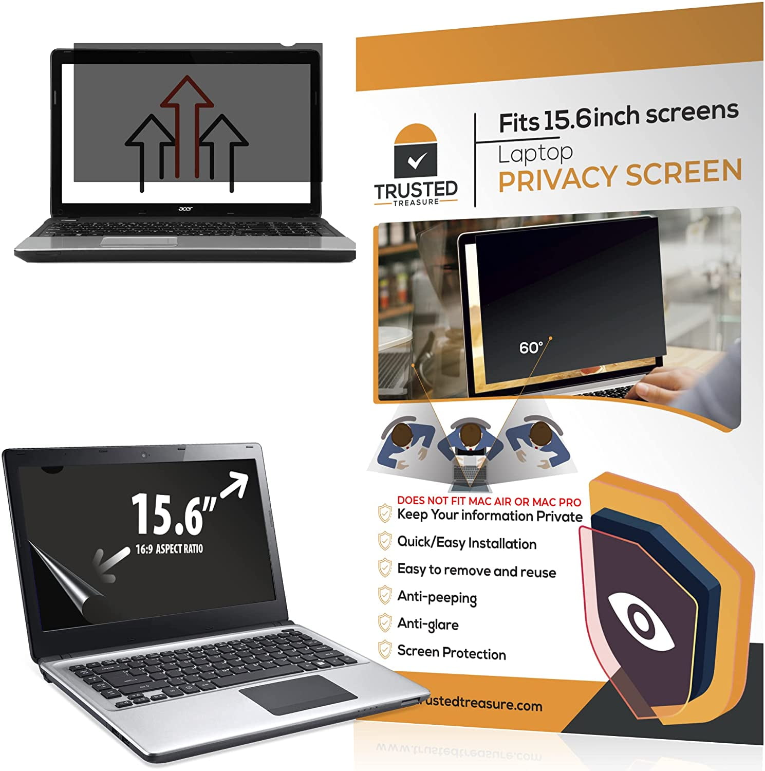 HP Compatible Laptop Privacy Screen 15.6 inch 16:9 Ratio - Anti Glare ...