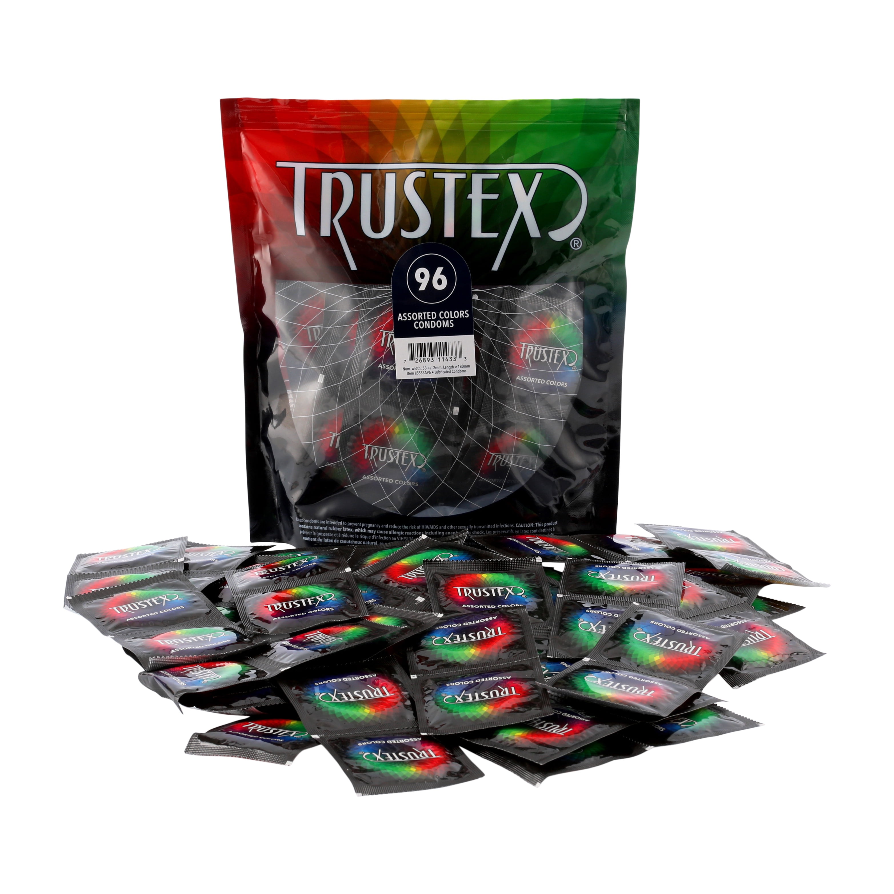 Trustex Assorted Colors Condoms, Latex Lubricated Colored Condoms, Bag ...