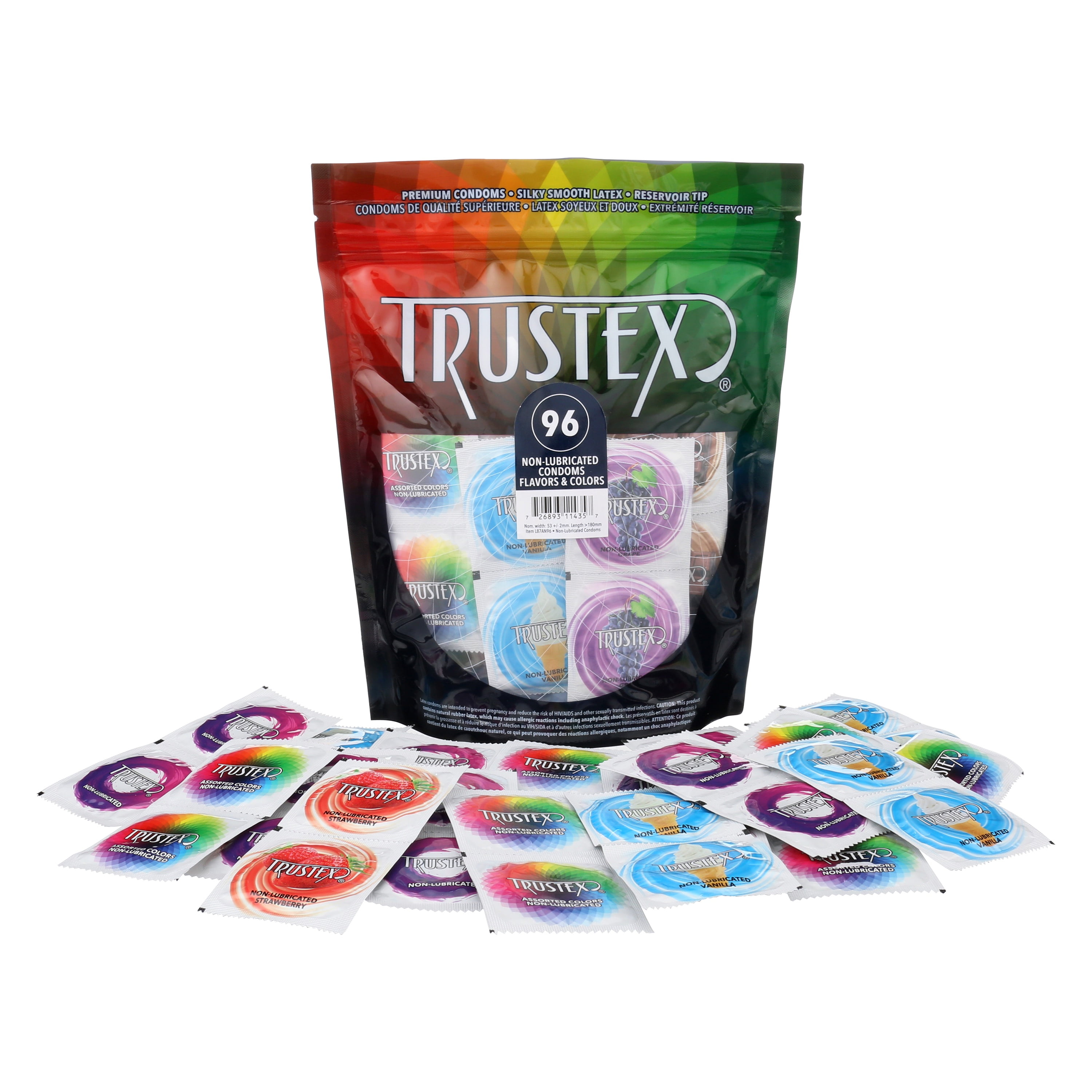 Trustex Non-Lubricated Latex Condoms Variety Pack, Flavored, Non ...